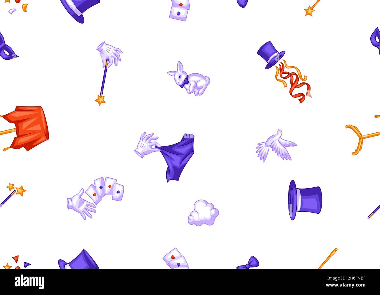 Magician seamless pattern with magic items. Illusionist show or ...