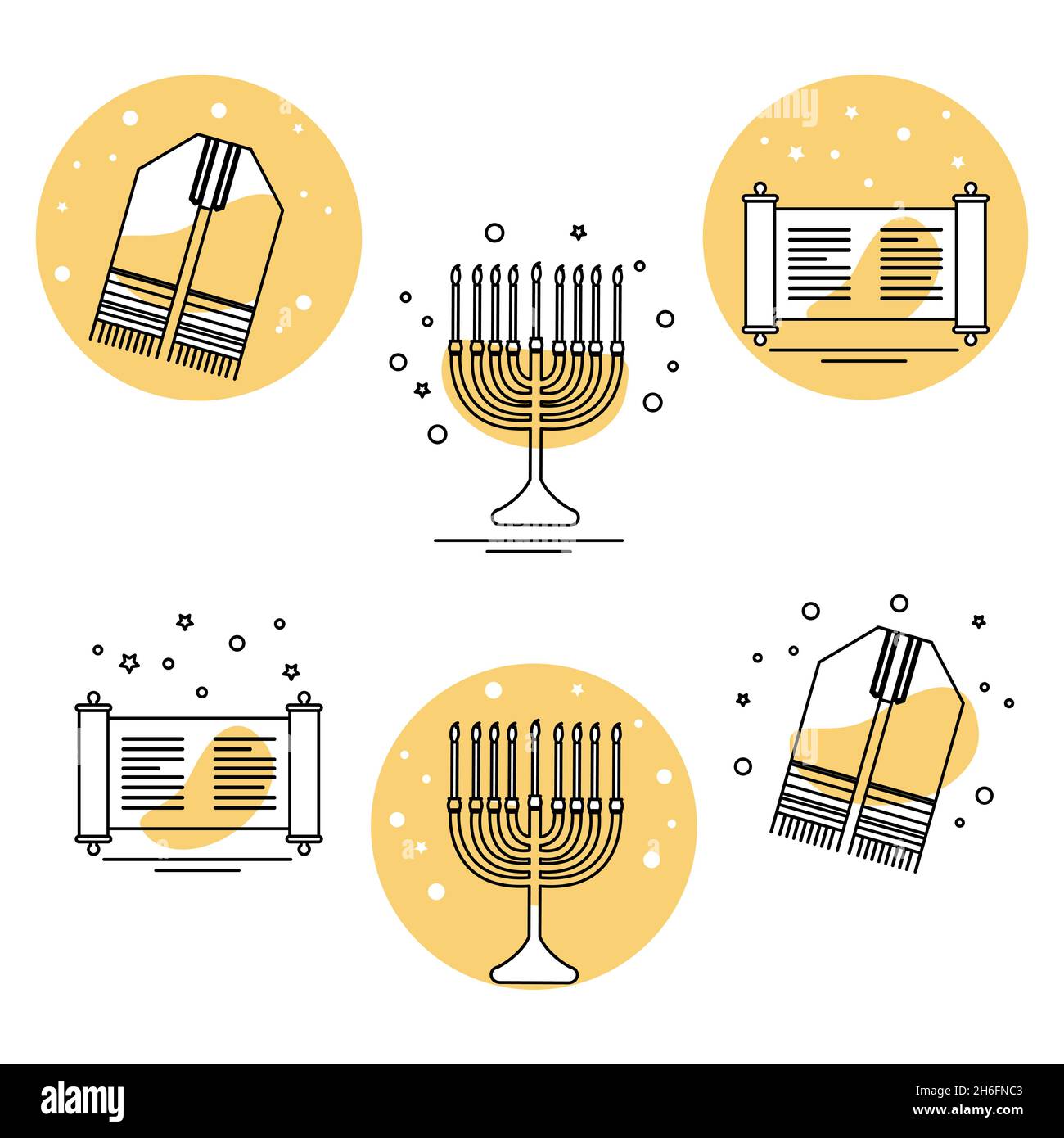 Vector illustration Torah Menorah Tallit Israel Judaism Religious Happy ...