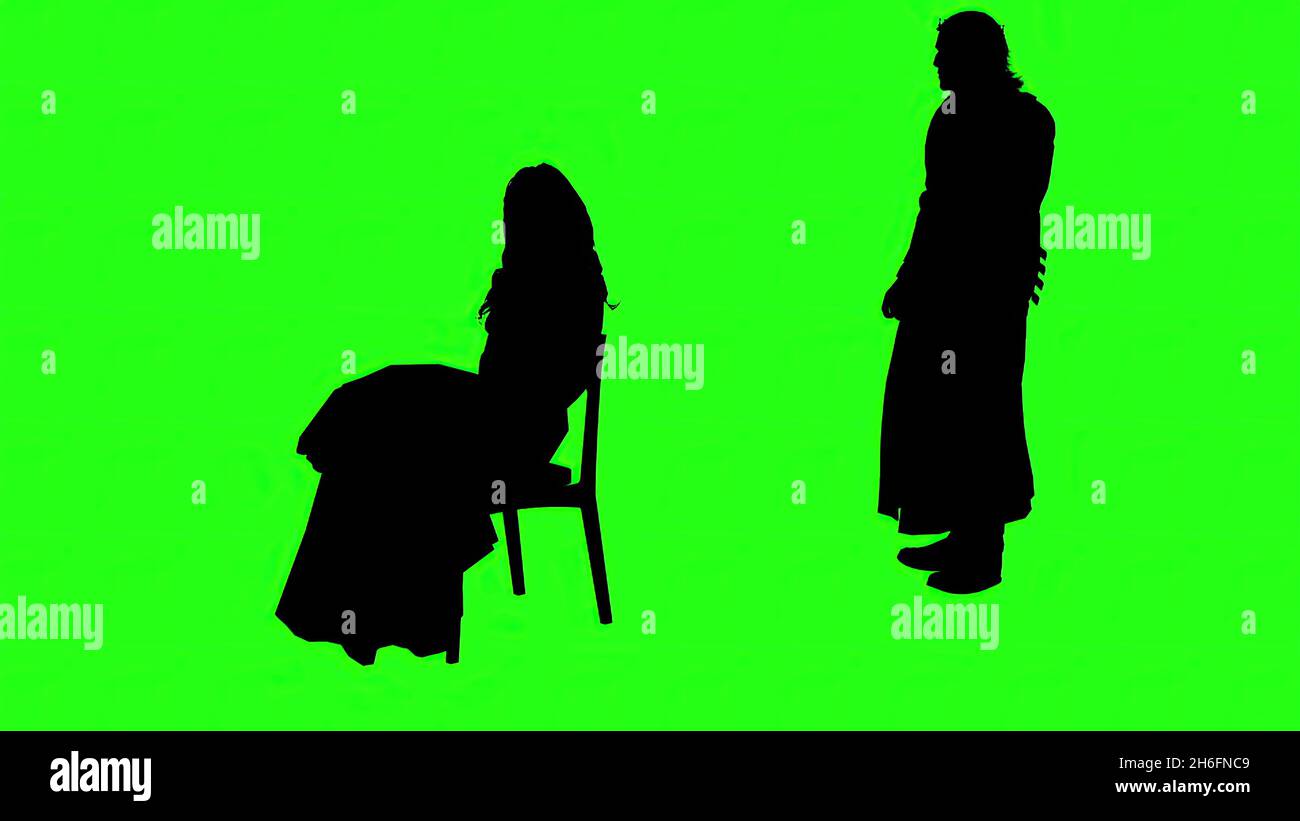 3d illustration - silhouettes of people hugging on green screen Stock ...