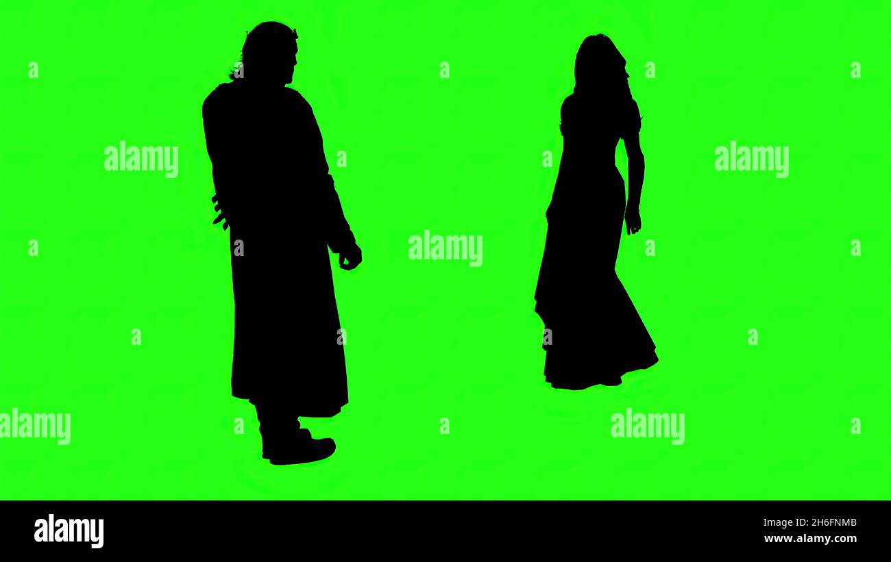 3d illustration - silhouettes of people hugging on green screen Stock ...