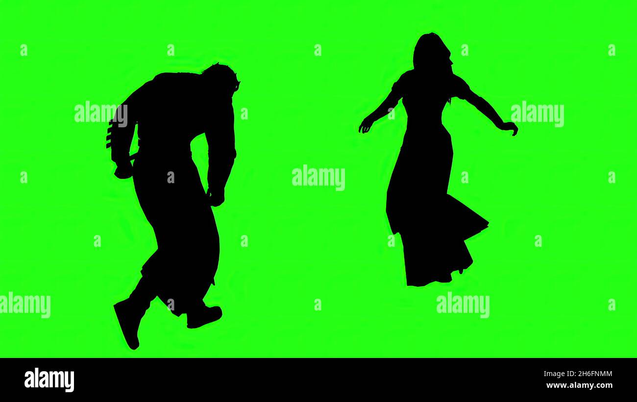 3d illustration - silhouettes of people hugging on green screen Stock ...