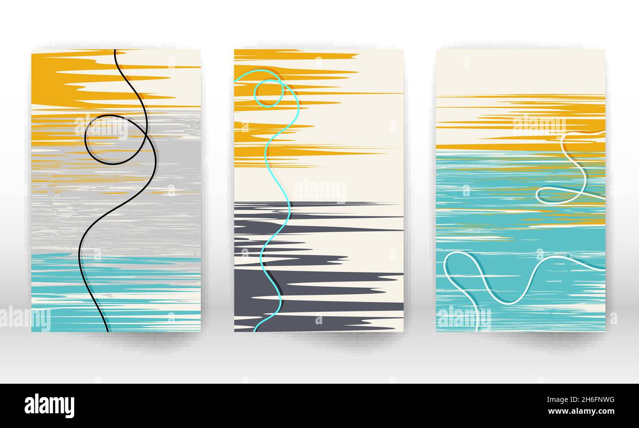 Scandinavian home decor. Set of abstract hand drawn lines. Modern art ...
