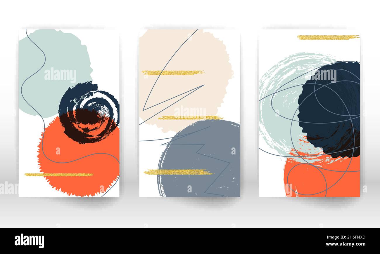 Watercolor effect design cover. Set of abstract hand drawn geometric ...