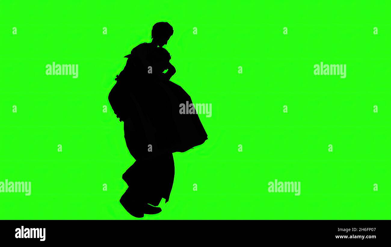 3d illustration - silhouettes of people hugging on green screen Stock ...