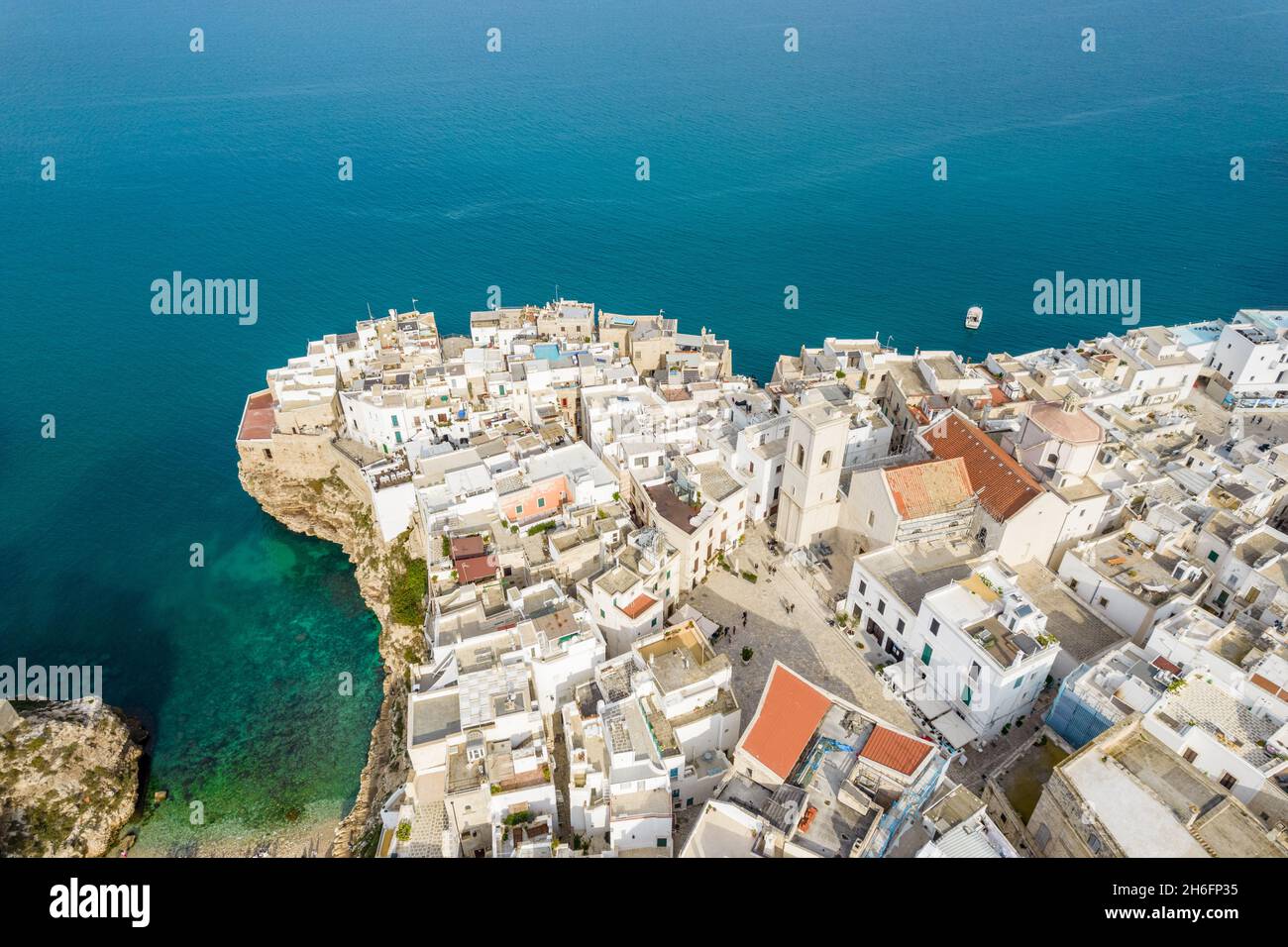 Polignano aerial view, picture with drone from above, Puglia, Italy ...