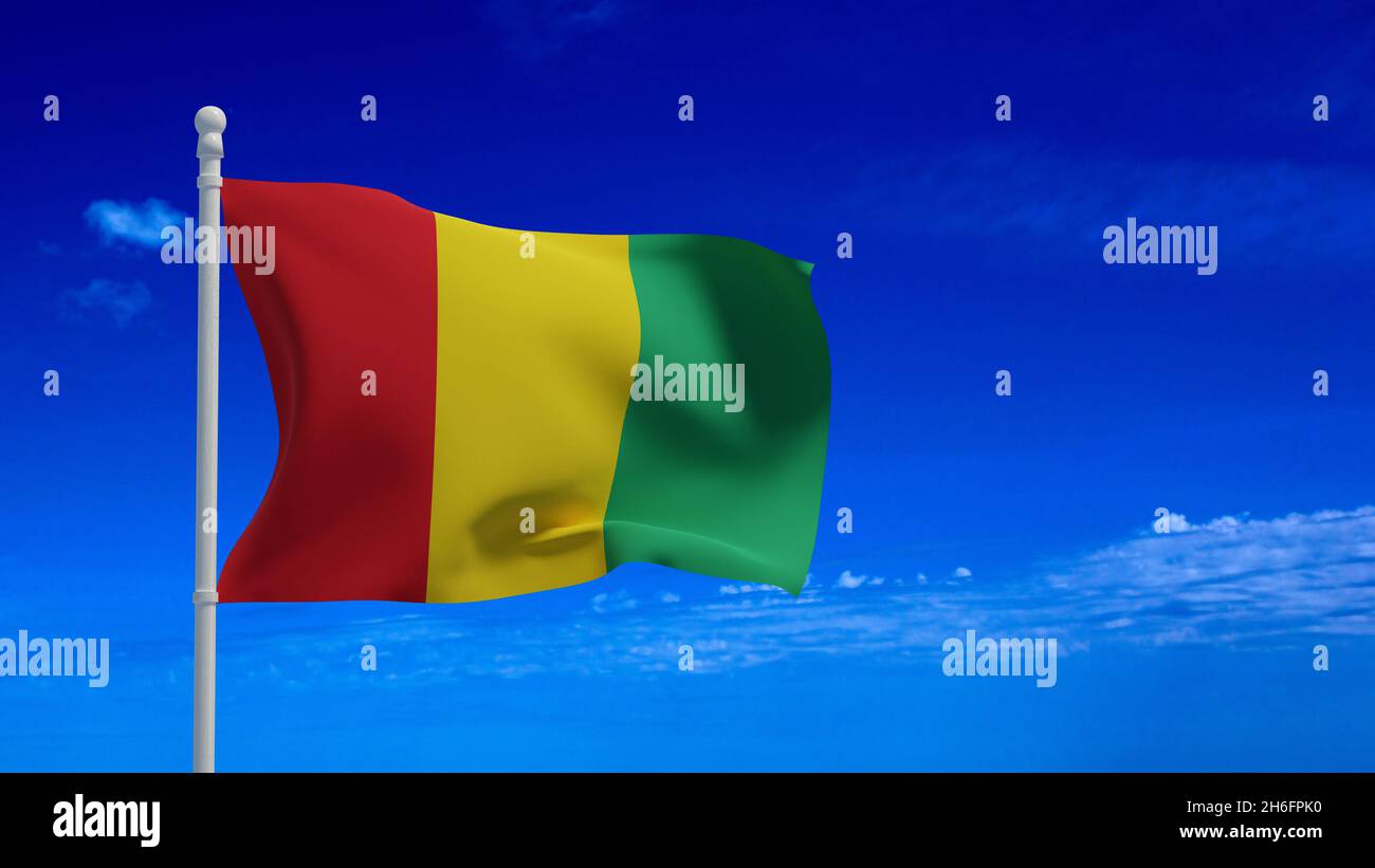 Republic of Guinea aka Guinea-Conakry national flag, waving in the wind ...