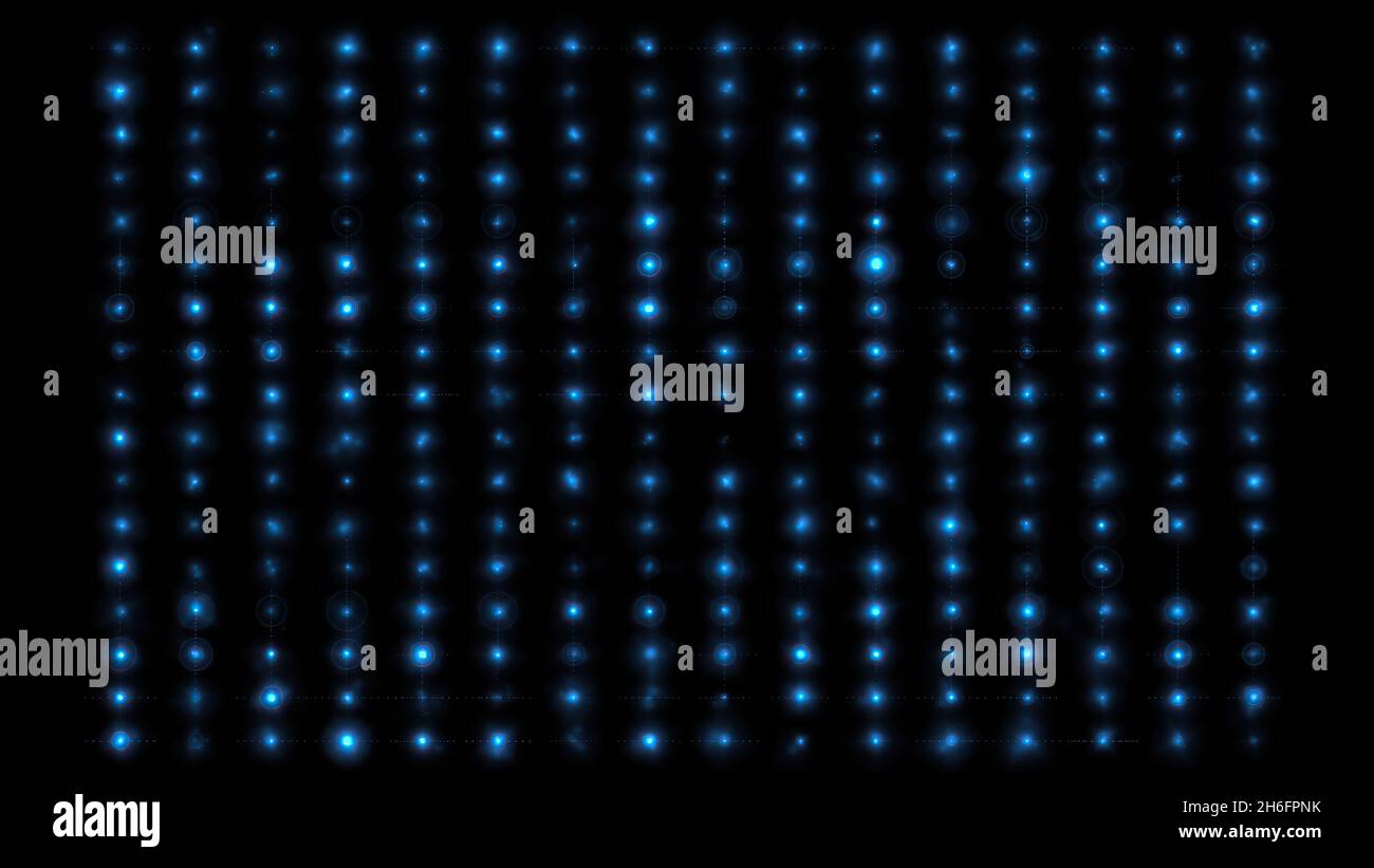 3d illustration of flashing blue light bulbs on led wall Stock Photo ...