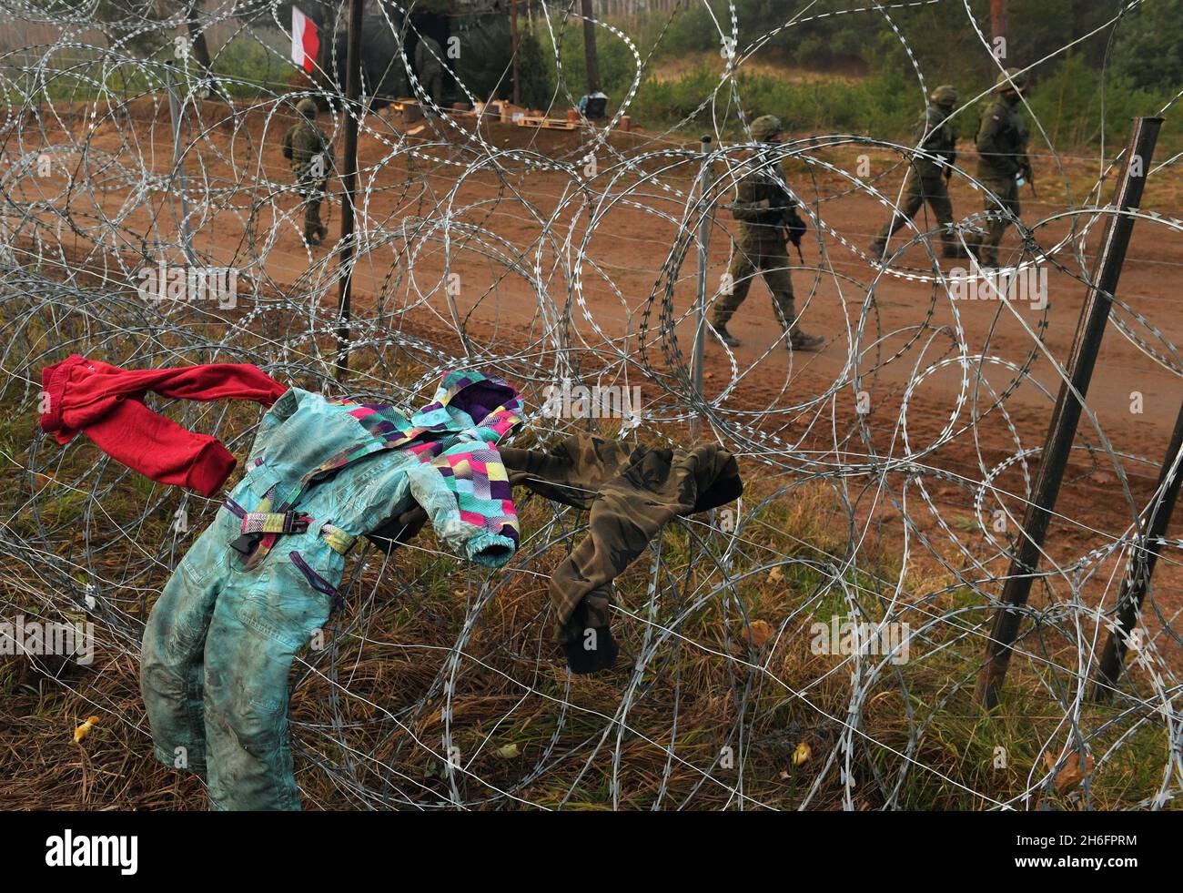 The situation with refugees on the Belarusian-Polish border. Clothes ...