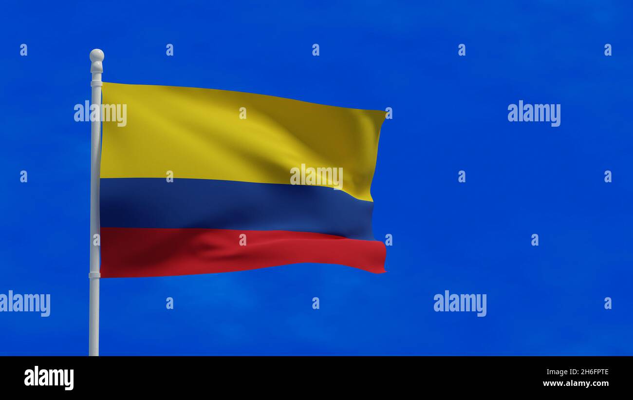 Republic of Colombia national flag, waving in the wind. 3d rendering ...