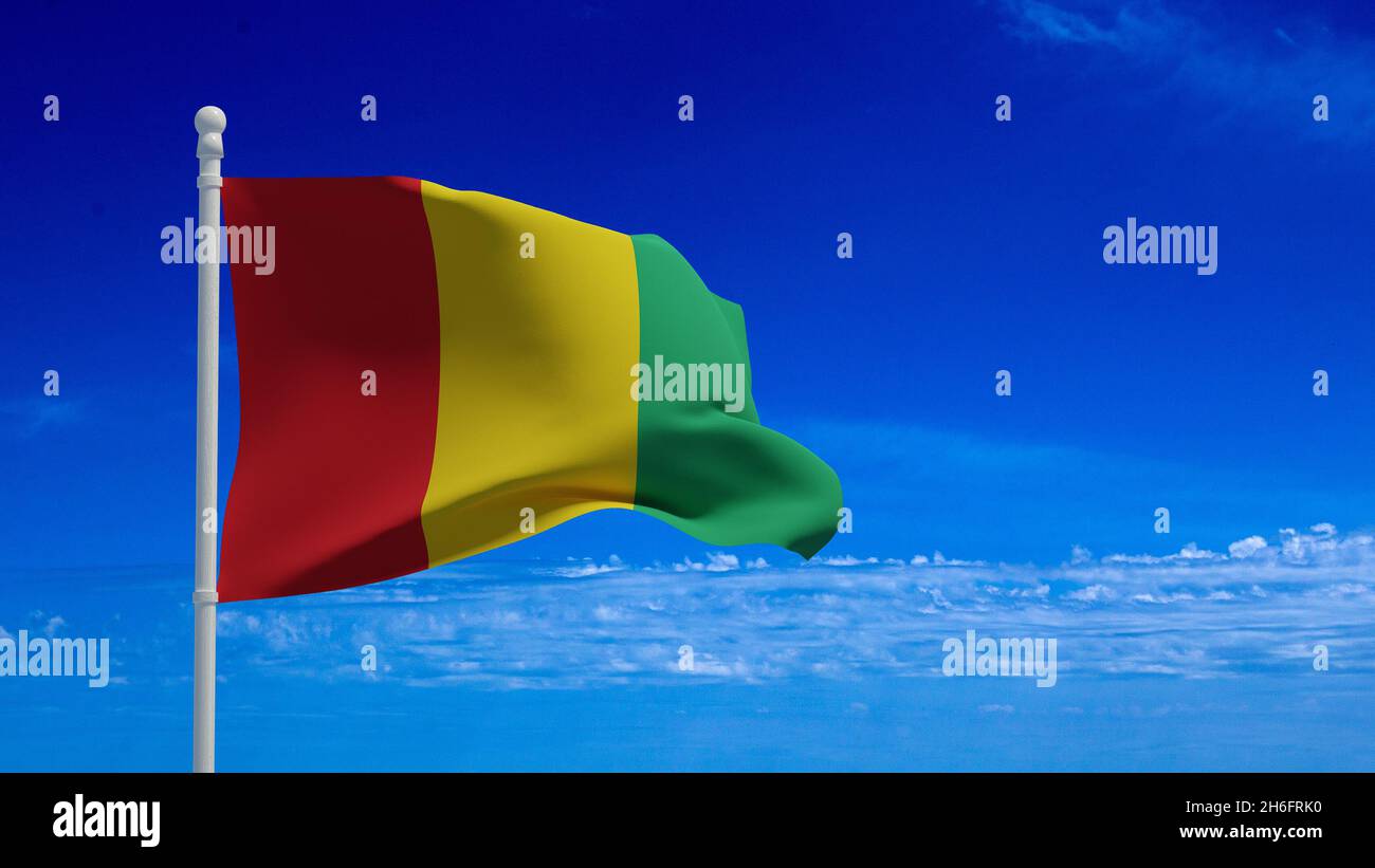 Republic of Guinea aka Guinea-Conakry national flag, waving in the wind ...