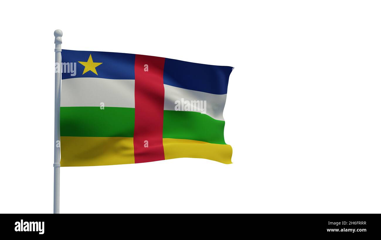 Central African Republic national flag, waving in the wind. 3d ...