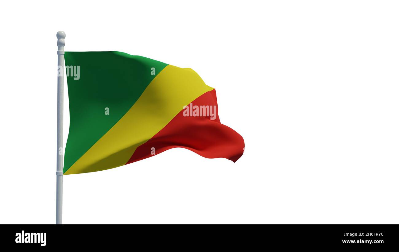 Republic of the Congo aka Congo-Brazzaville national flag, waving in ...