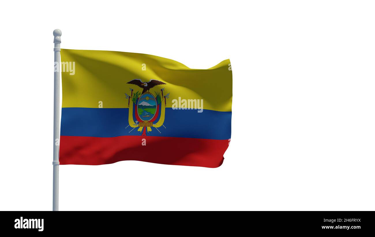 Republic of Ecuador national flag, waving in the wind. 3d rendering ...