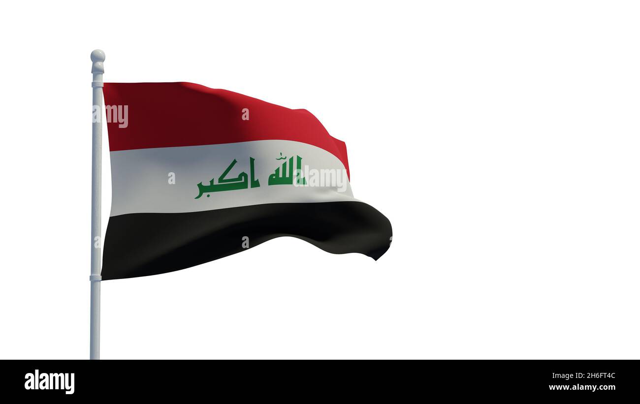 Republic of Iraq national flag, waving in the wind. 3d rendering, CGI ...