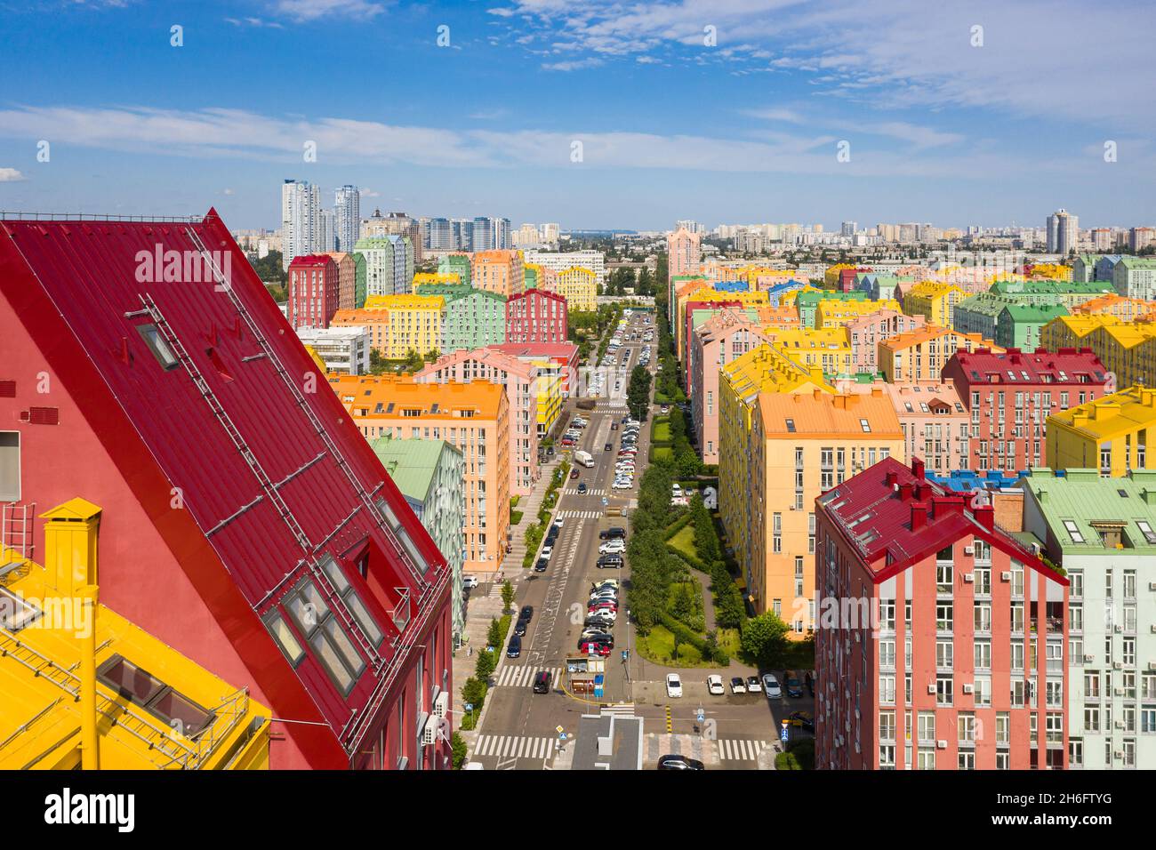 Aerial view of the Comfort Town residential complex in Kyiv, Ukraine ...