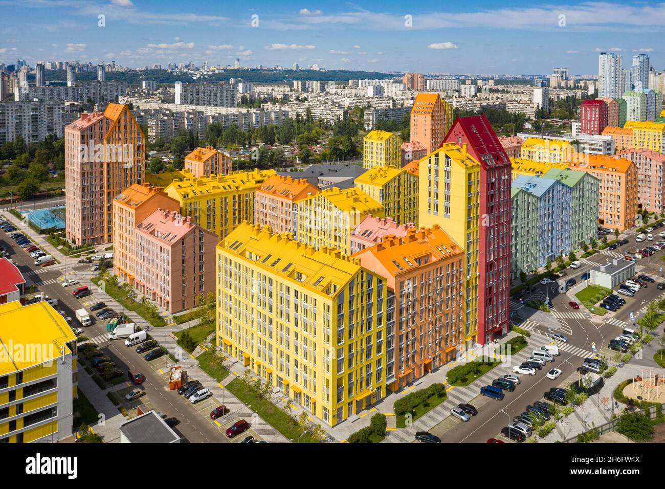 Aerial view of the Comfort Town residential complex in Kyiv, Ukraine ...