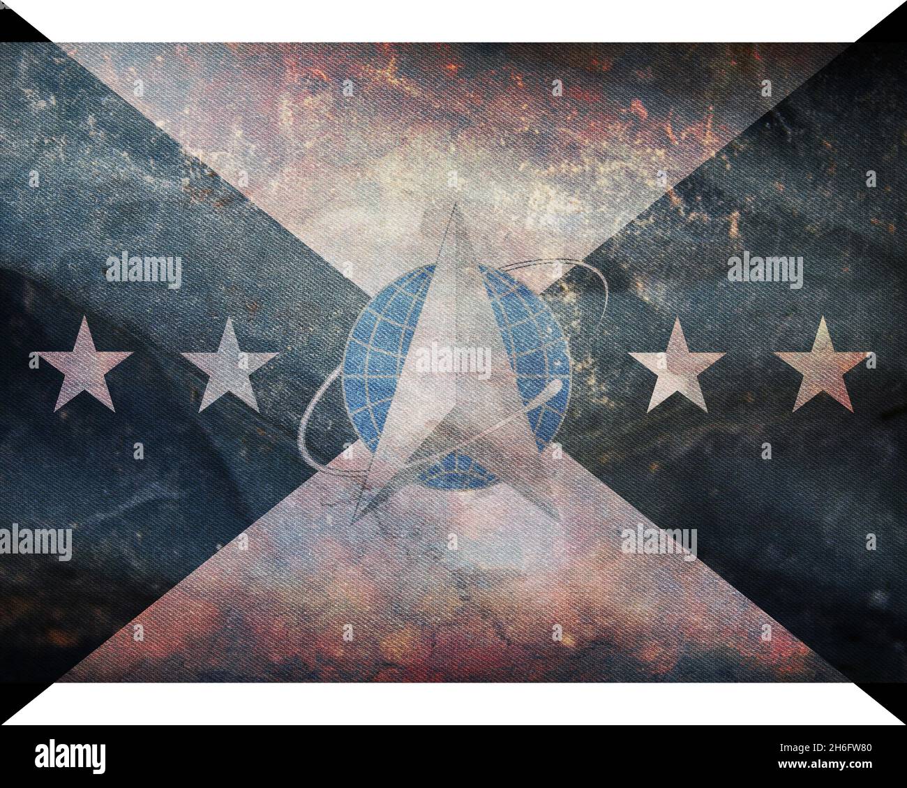 Minsk, Belarus - May, 2021: Top view of flag of Vice Chief of Space ...