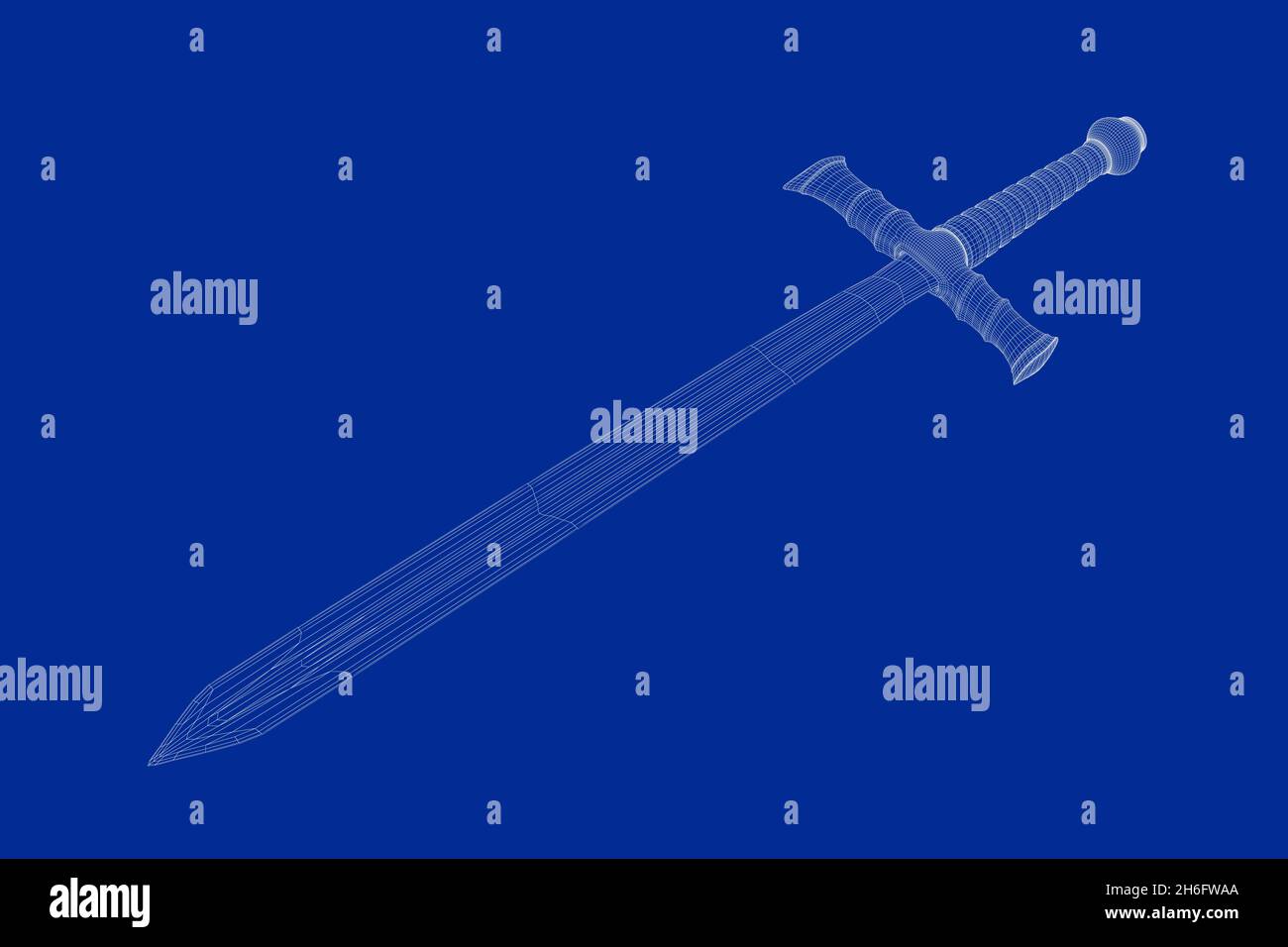 3d wire-frame model of medieval sword Stock Photo - Alamy