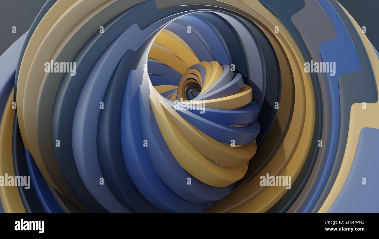 3d render of abstract art of surreal 3d lines in swirl infinity twisted ...