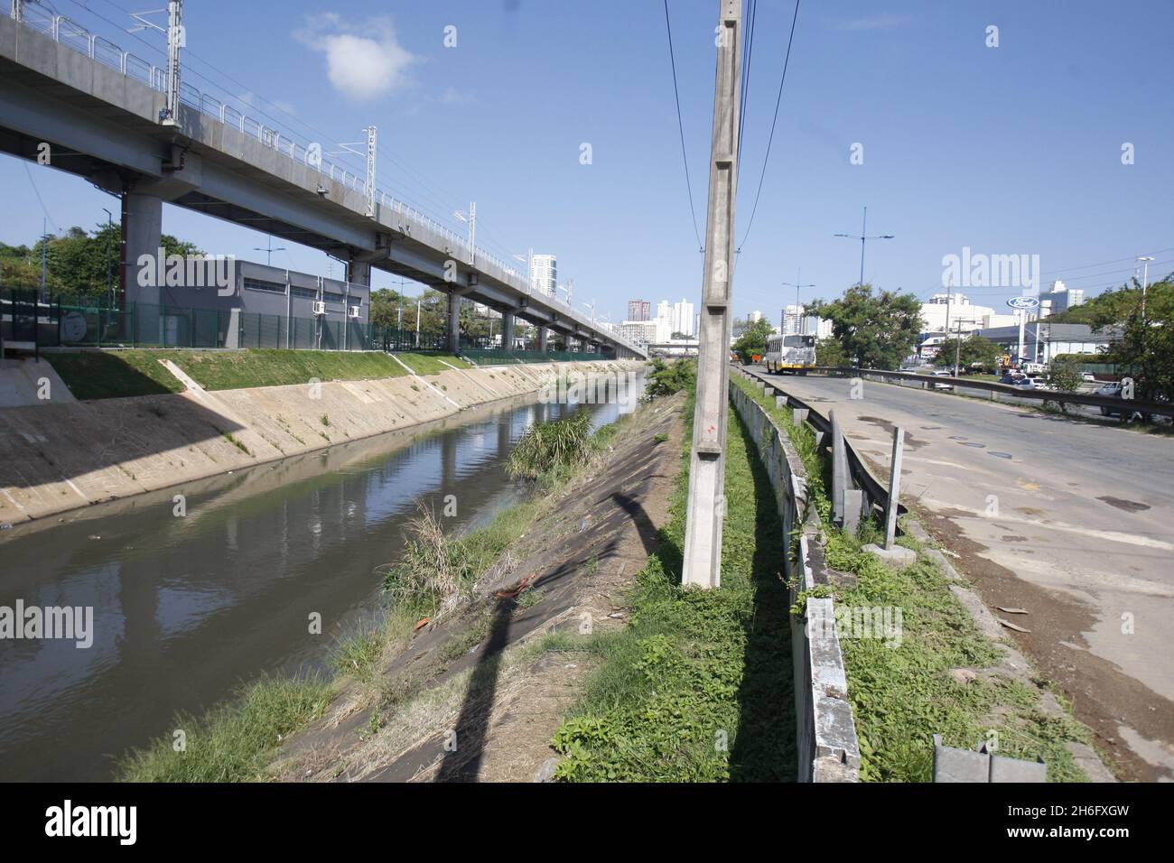 salvador, bahia, brazil - october 4, 2016: sewage channel in the bed of ...