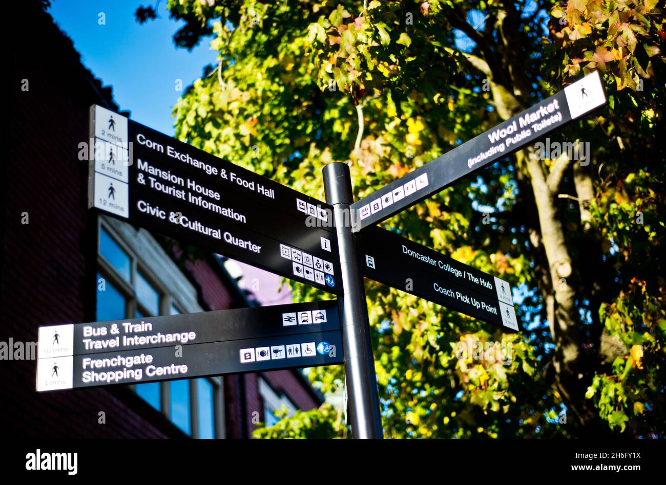 Tourist direction Signs, Doncaster, England Stock Photo - Alamy