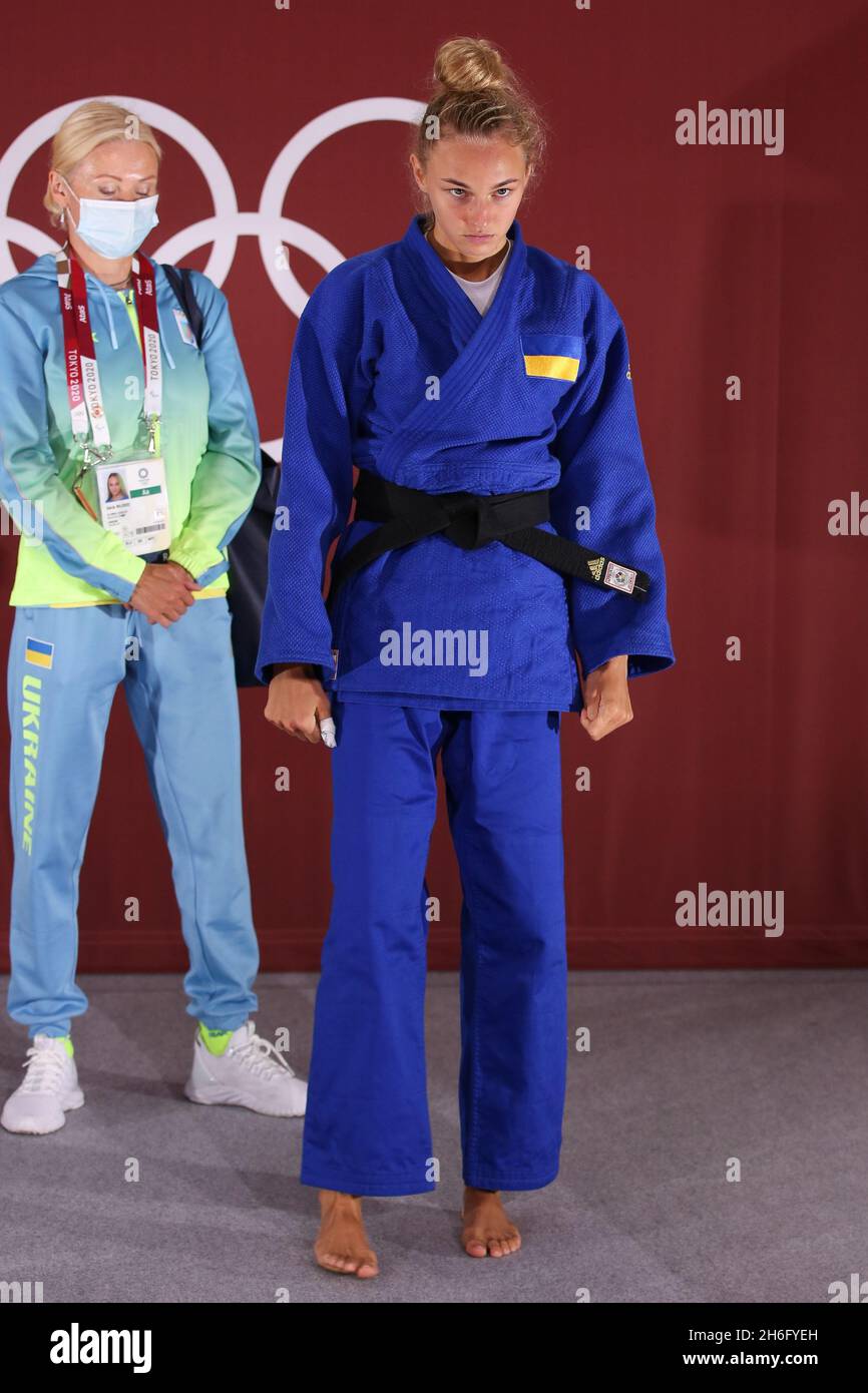 JULY 24th, 2021 - TOKYO, JAPAN: Daria BILODID of Ukraine (blue) ahead ...