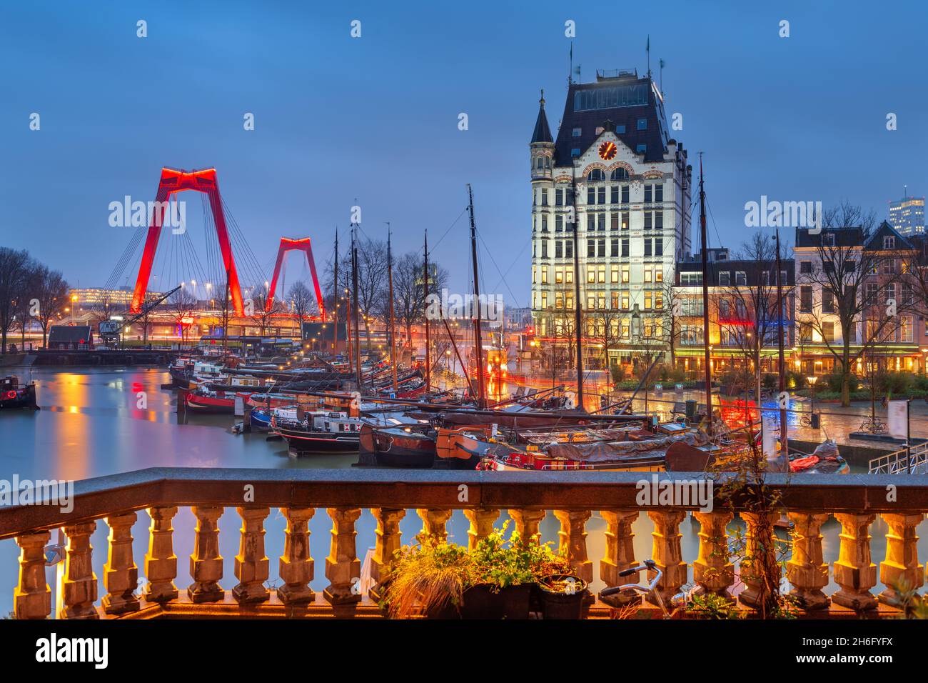 Rotterdam, Netherlands from Oude Haven Old Port at Twilight Stock Photo ...