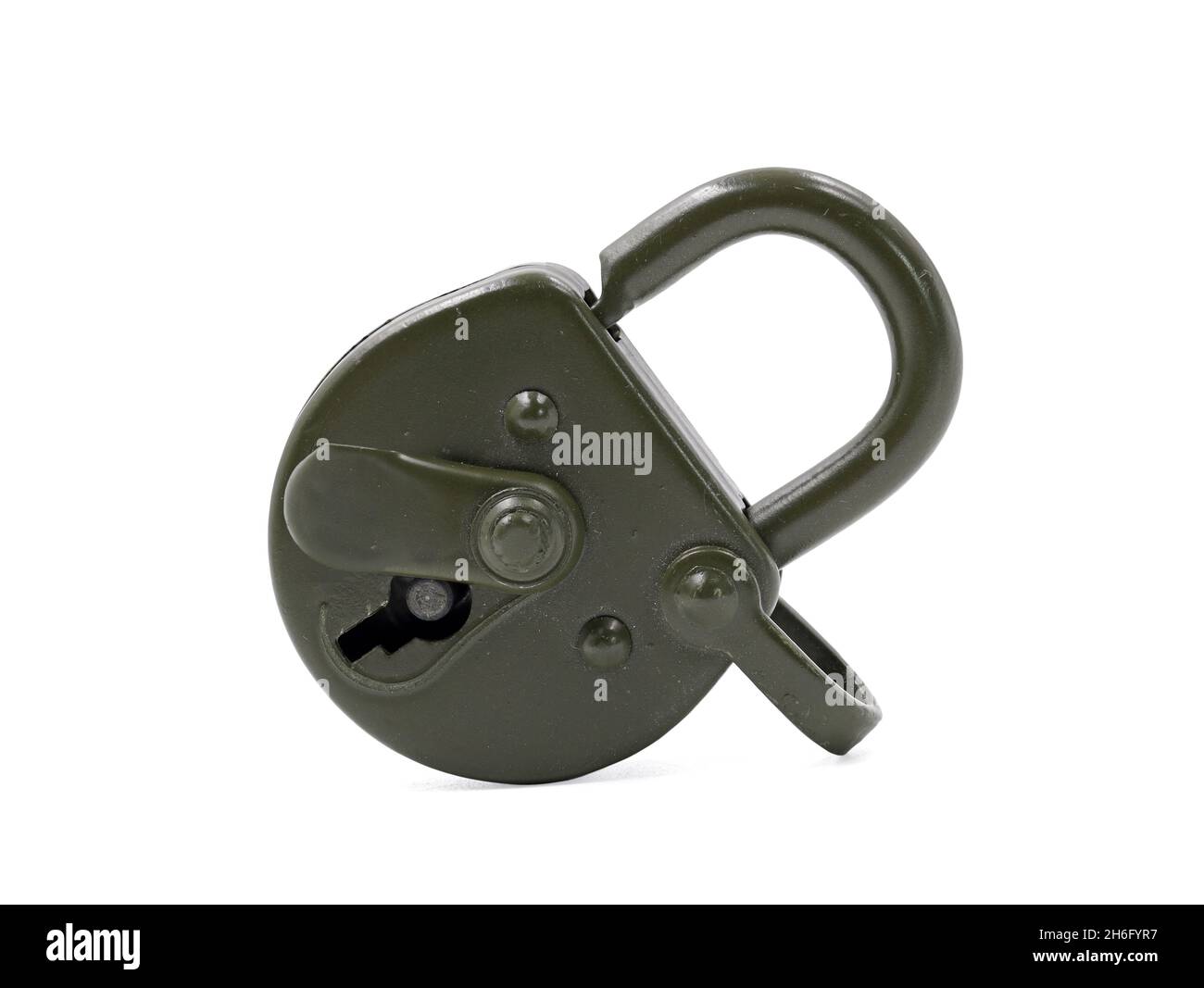 green locked military padlock isolated on white background Stock Photo ...