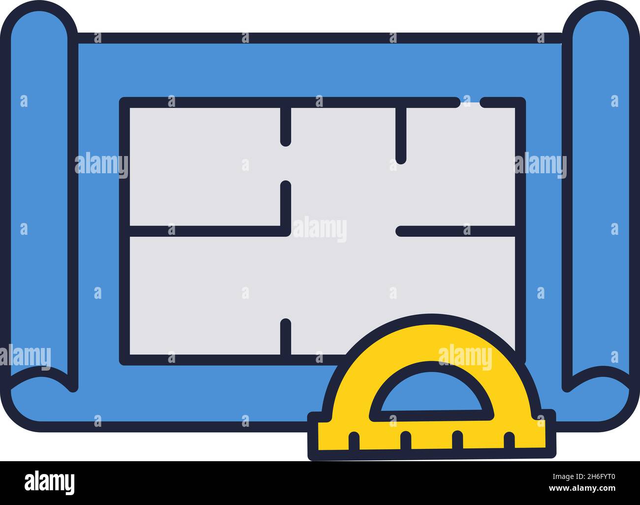 Blueprint plan icon house architecture flat vector Stock Vector Image ...