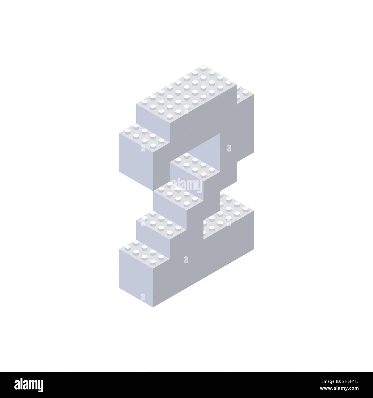 Isometric letter 2 in gray on a white background collected from plastic ...