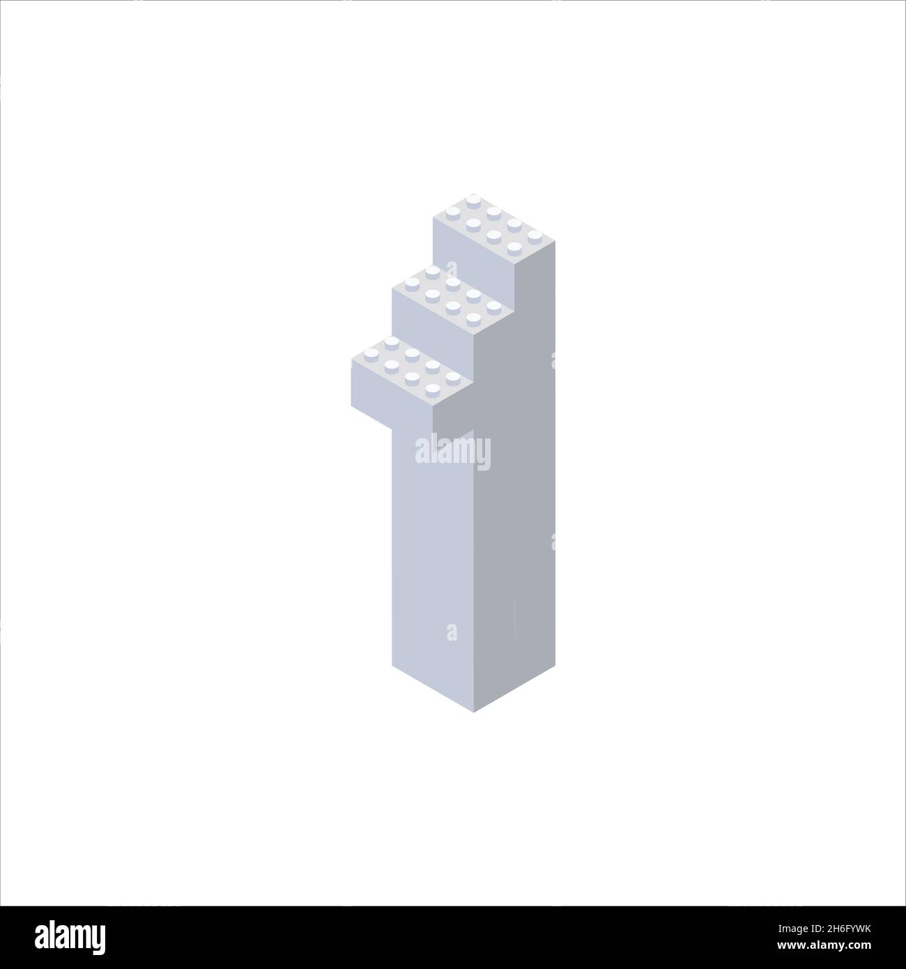 Isometric letter 1 in gray on a white background collected from plastic ...