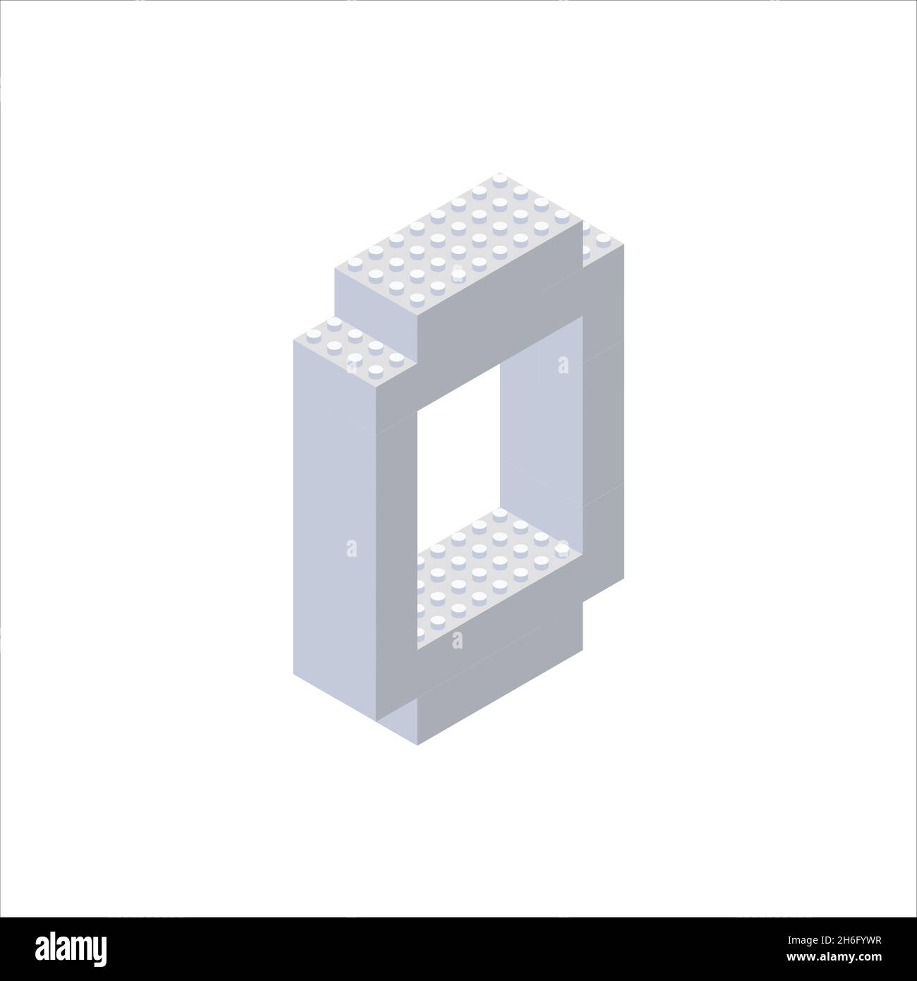 Isometric letter 0 in gray on a white background collected from plastic ...