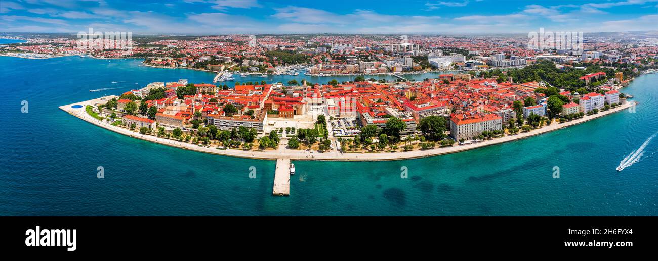 Zadar, Croatia - Aerial panoramic view of the old town of Zadar by the ...