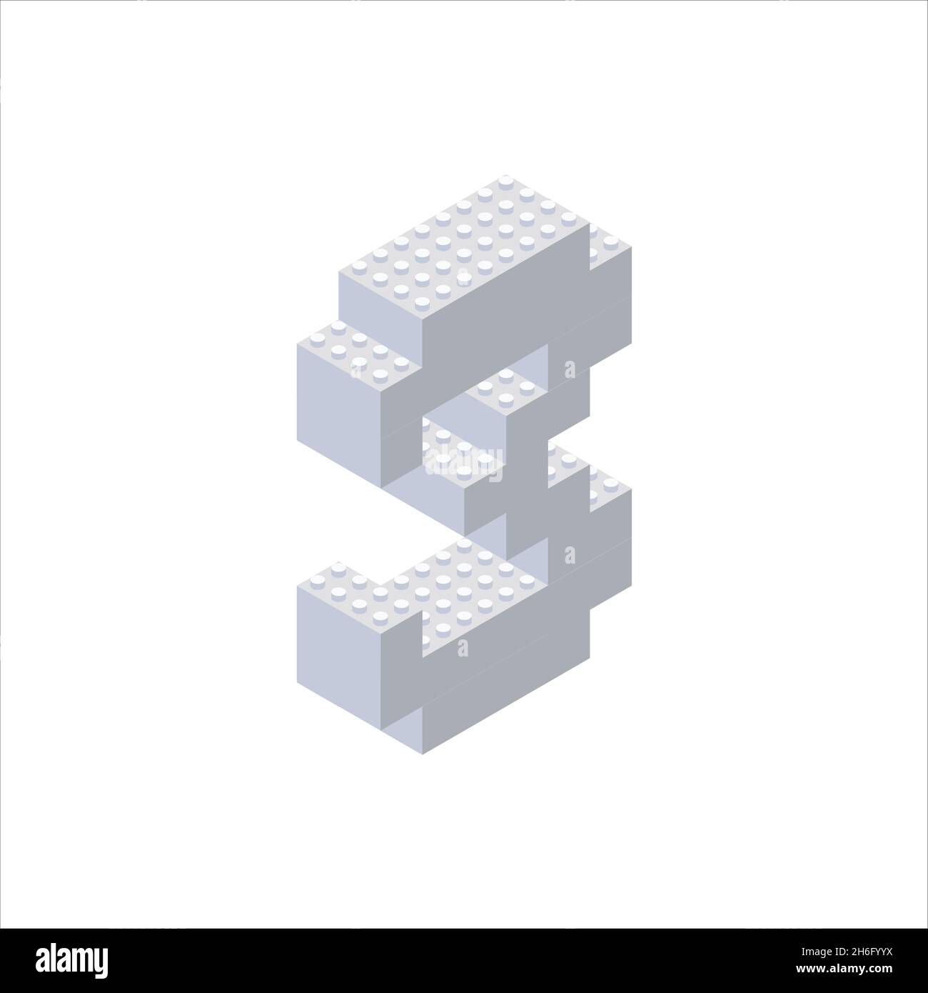 Isometric letter 3 in gray on a white background collected from plastic ...