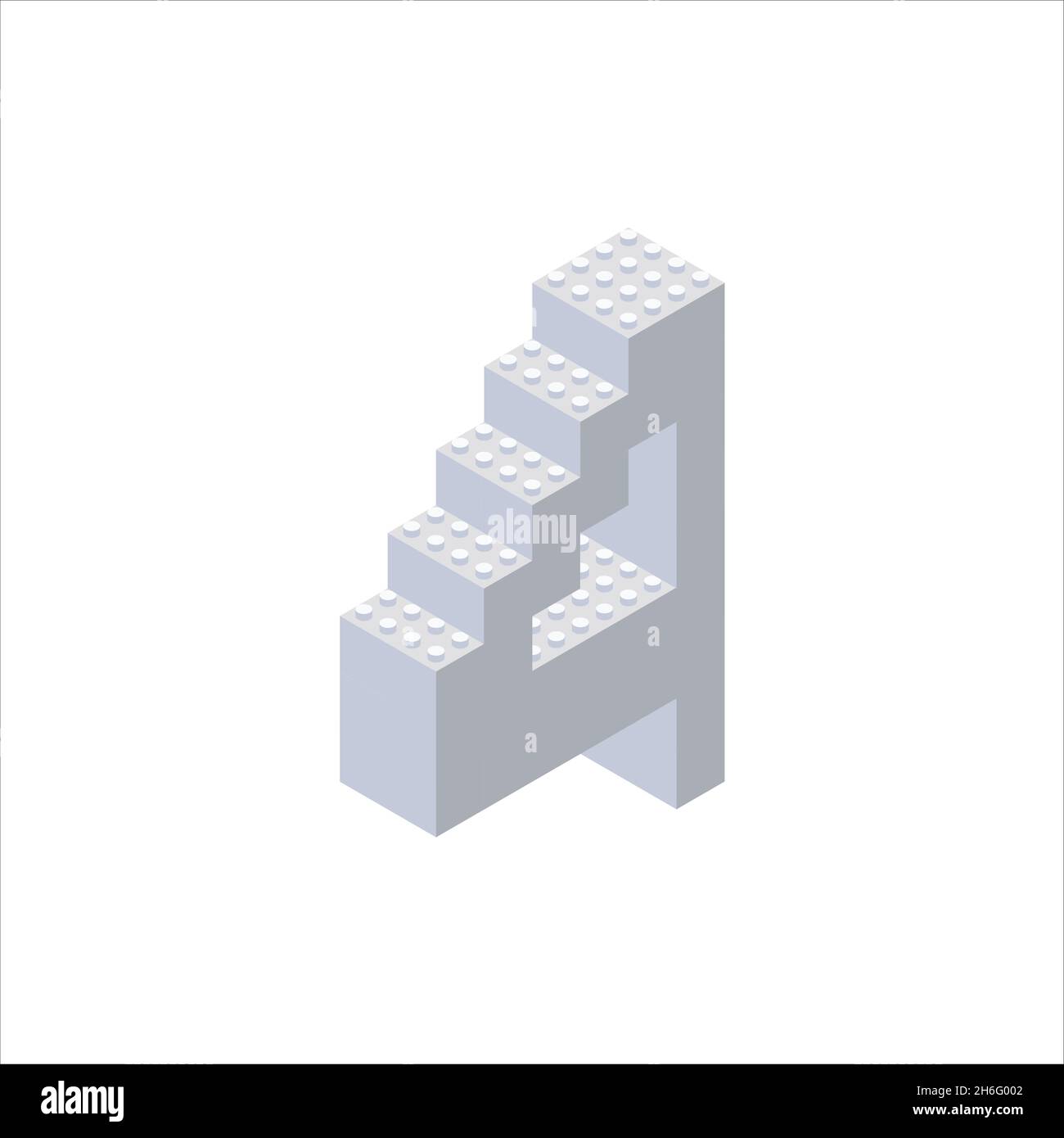 Isometric letter 4 in gray on a white background collected from plastic ...