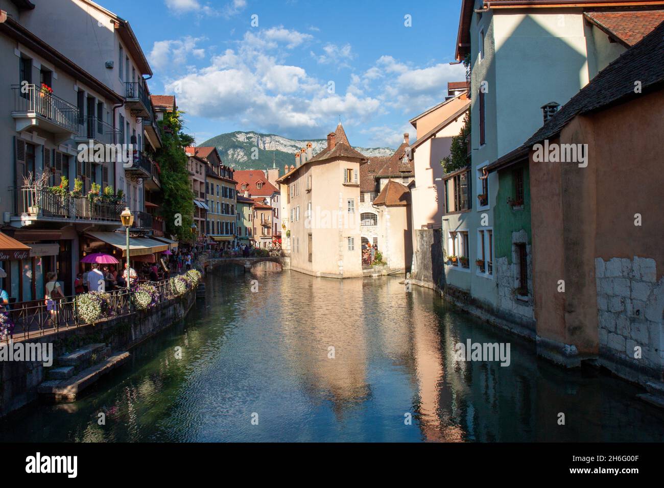 Historic buildings lining the Thiou river in Annecy, France Stock Photo ...