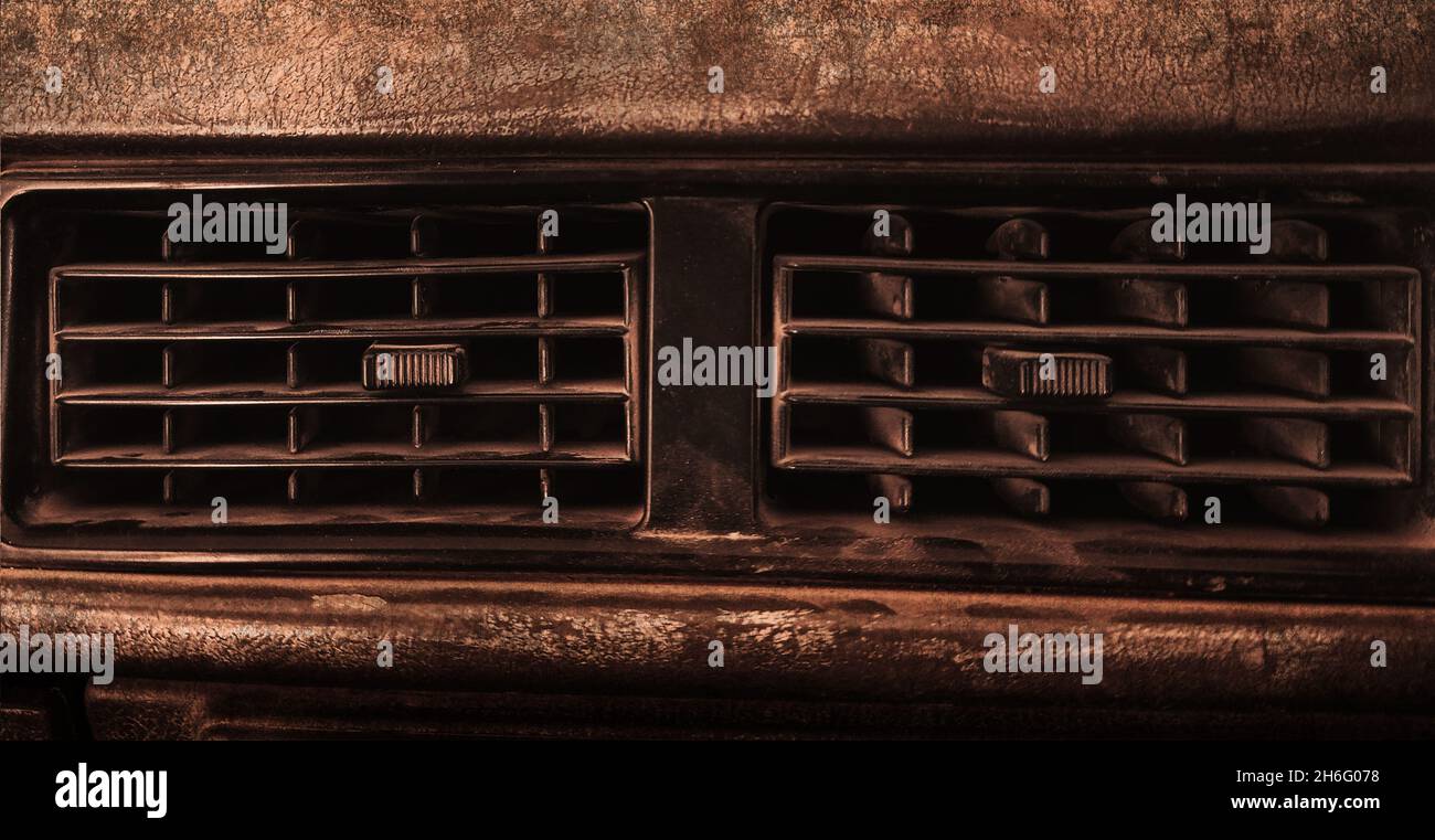 Old and Vintage car's AC spot interior in antique color and style Stock ...