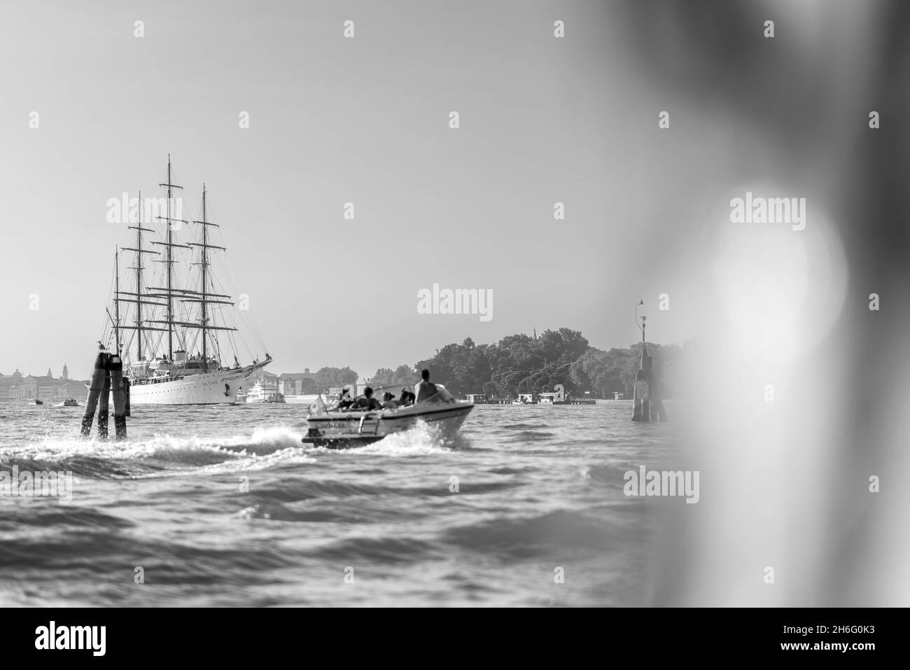 Two boats intersection in the Venice Lagoon Stock Photo - Alamy