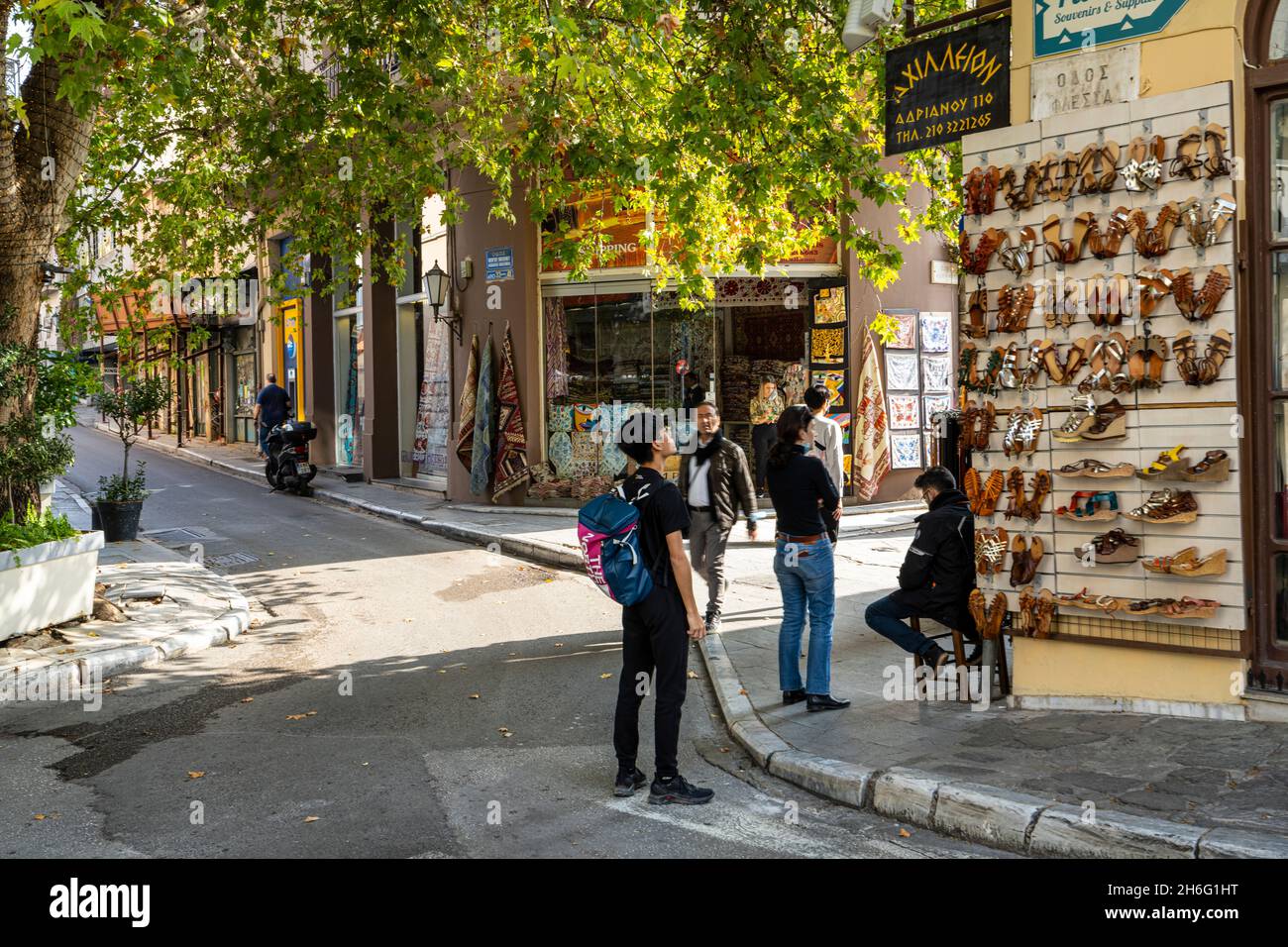 Athens, Greece. November 2021. view of the narrow streets at the foot ...