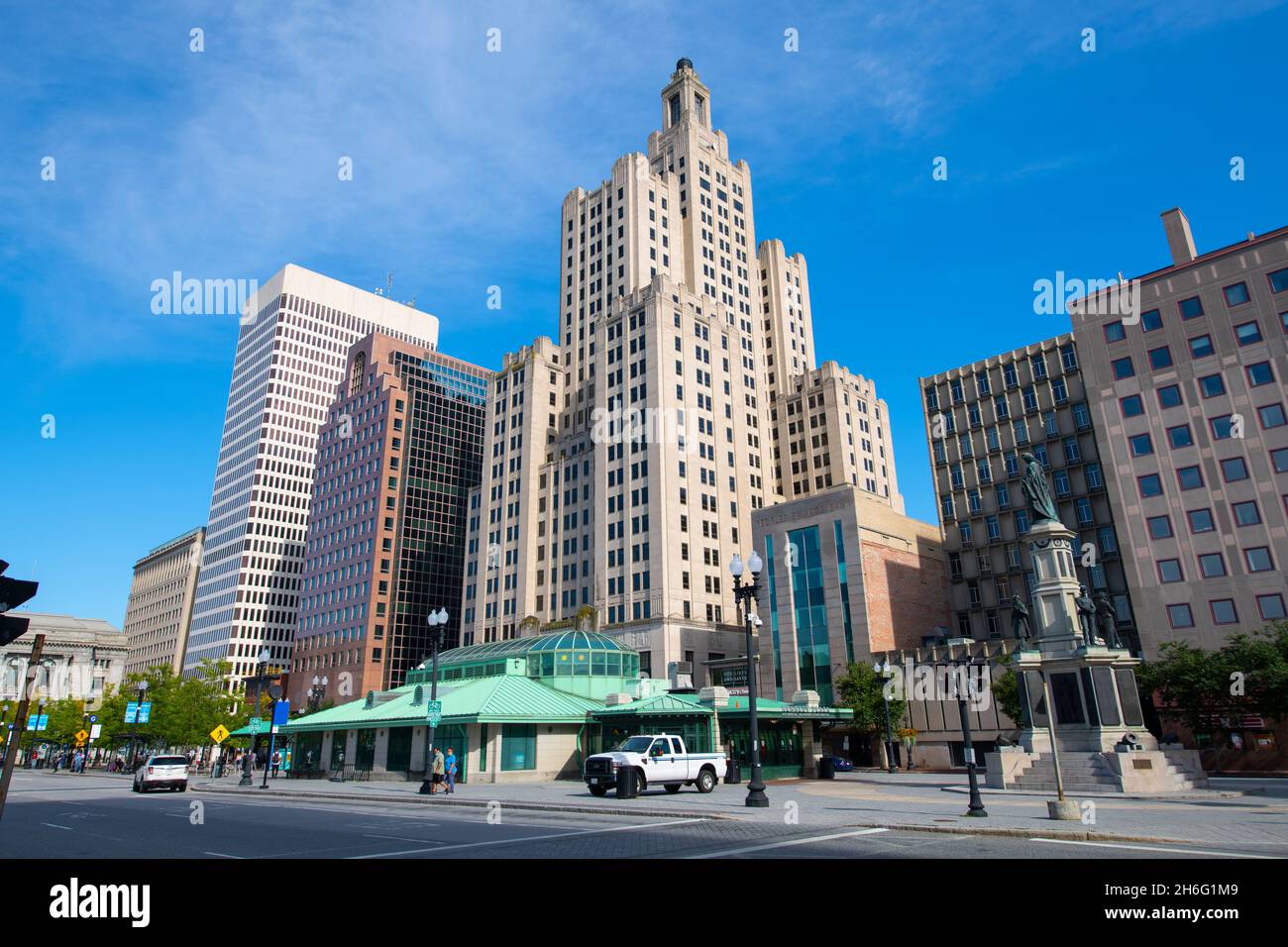 Providence modern city skyline at Kennedy Plaza in downtown Providence ...