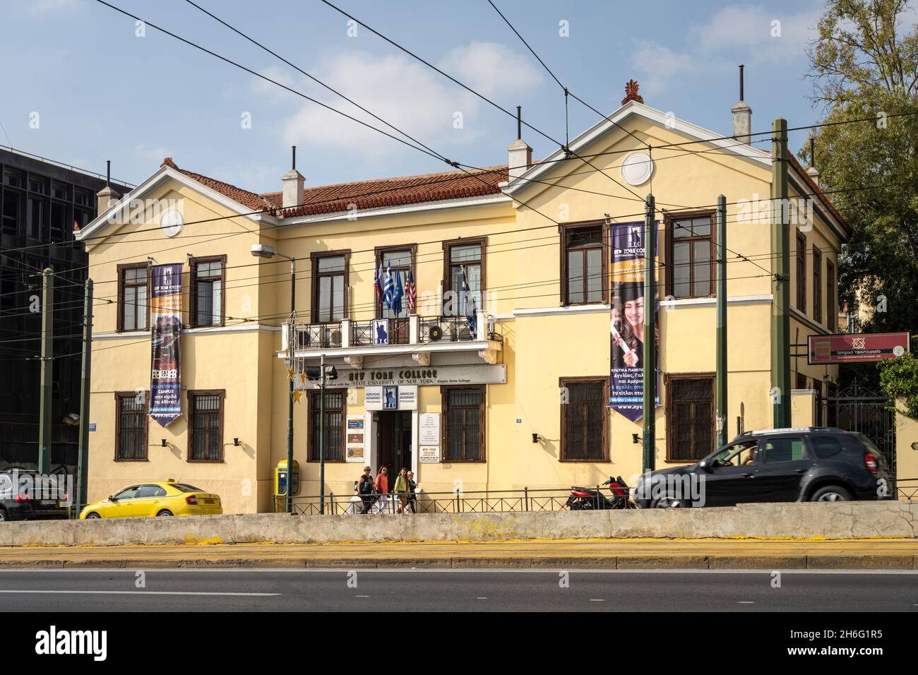 Athens, Greece. November 2021. exterior view of the New York College ...