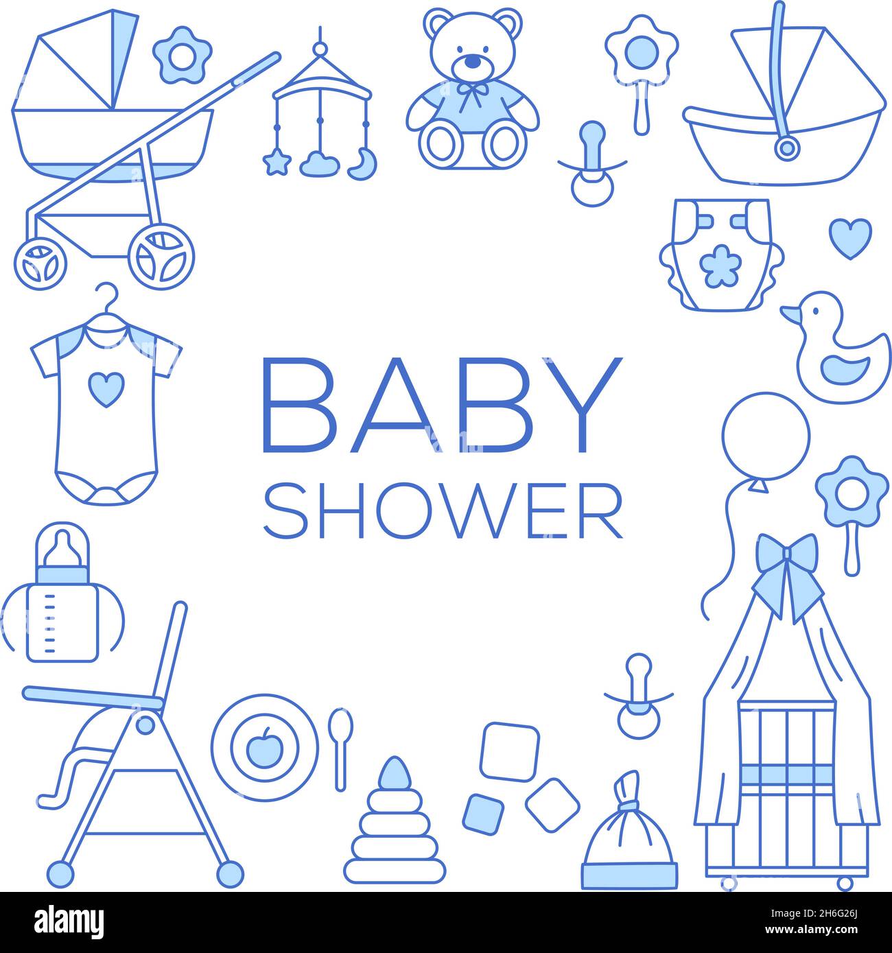 Baby shower invitation thin line card design Stock Vector Image & Art ...