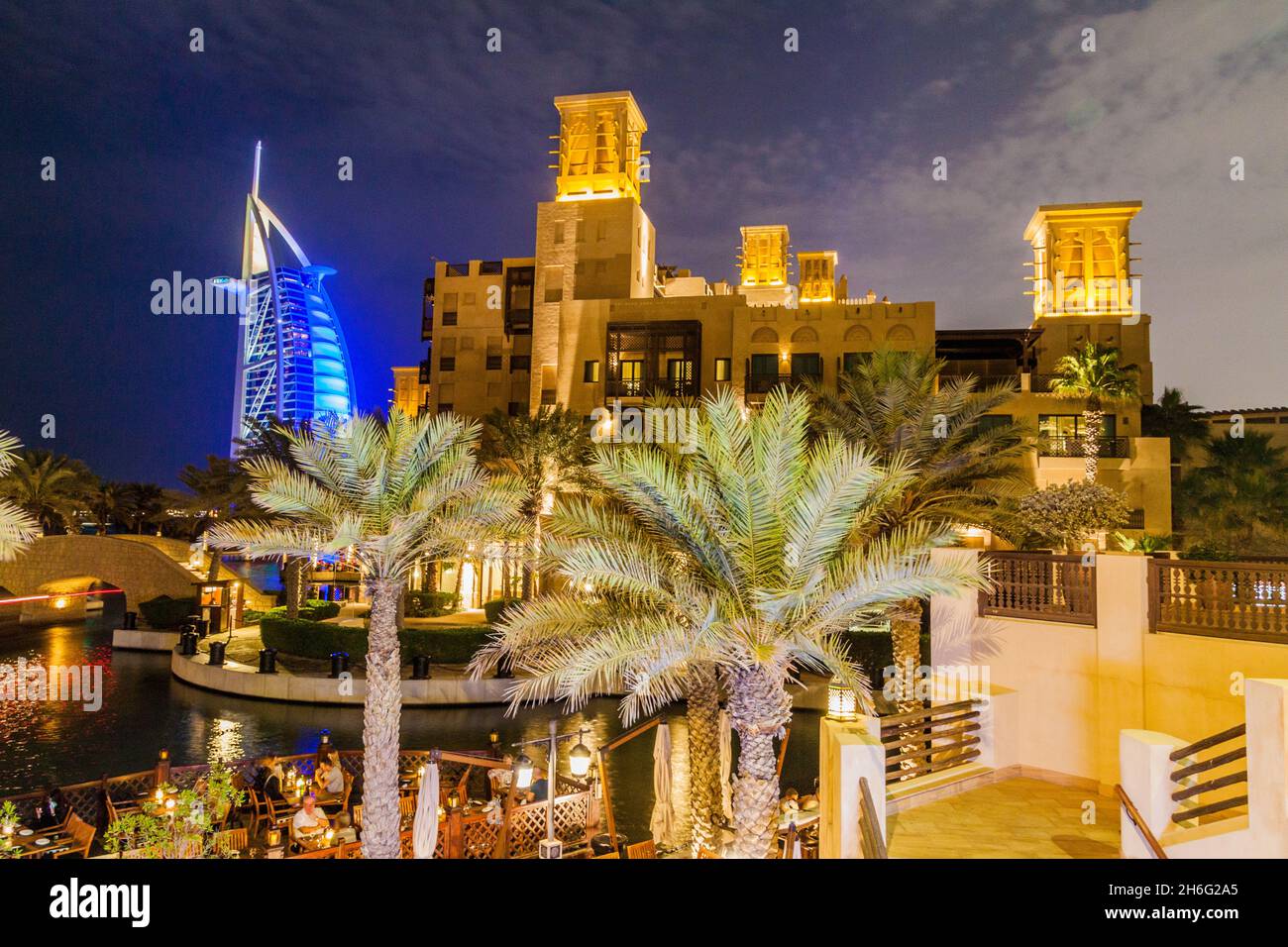 DUBAI, UAE - MARCH 11, 2017: Night view of Burj Al Arab Tower of the ...
