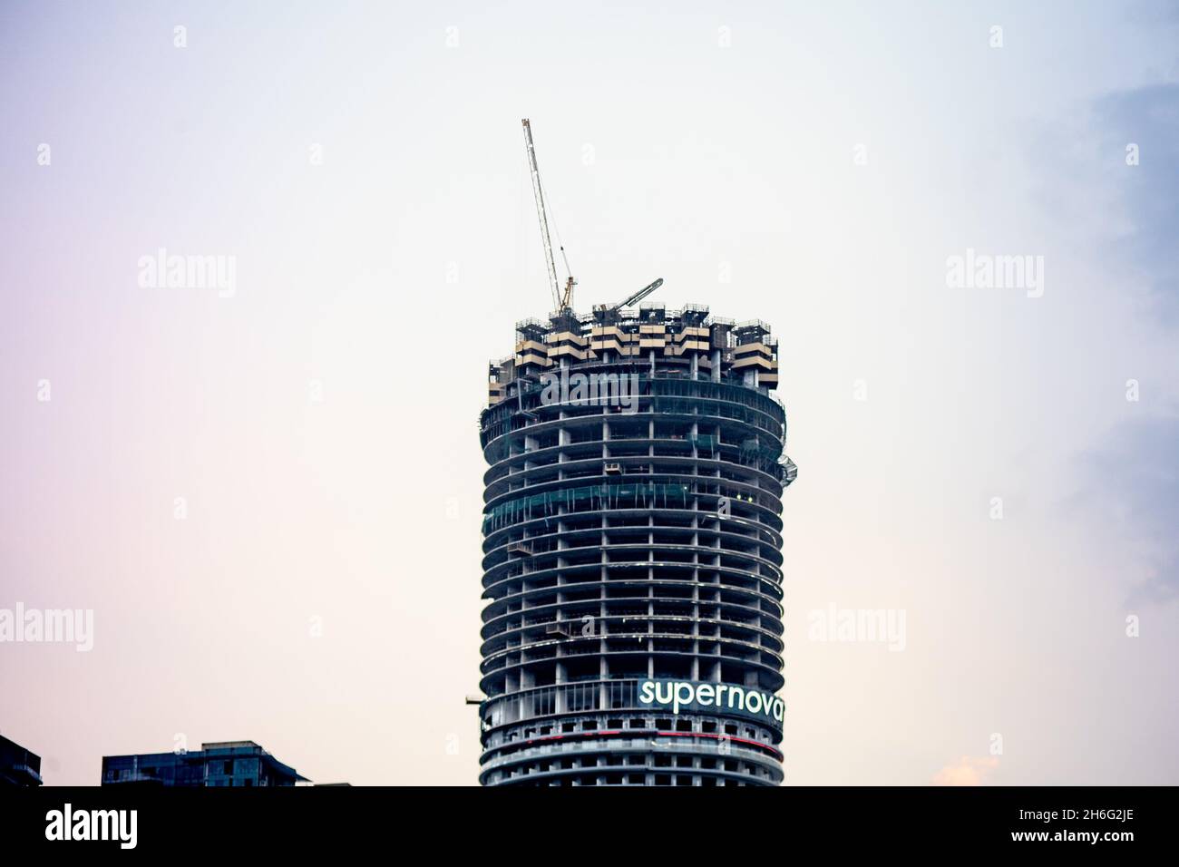 Zoomed shot showing the tallest building in delhi the supertech ...