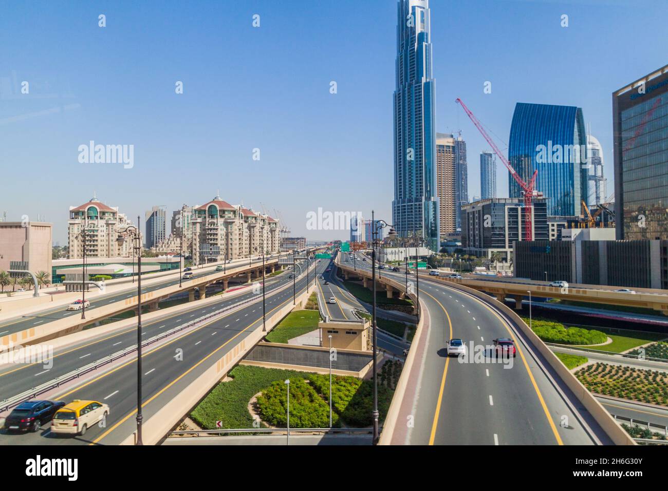 DUBAI, UAE, MARCH 10, 2017: Intersection of Al Safa street and Sheikh ...