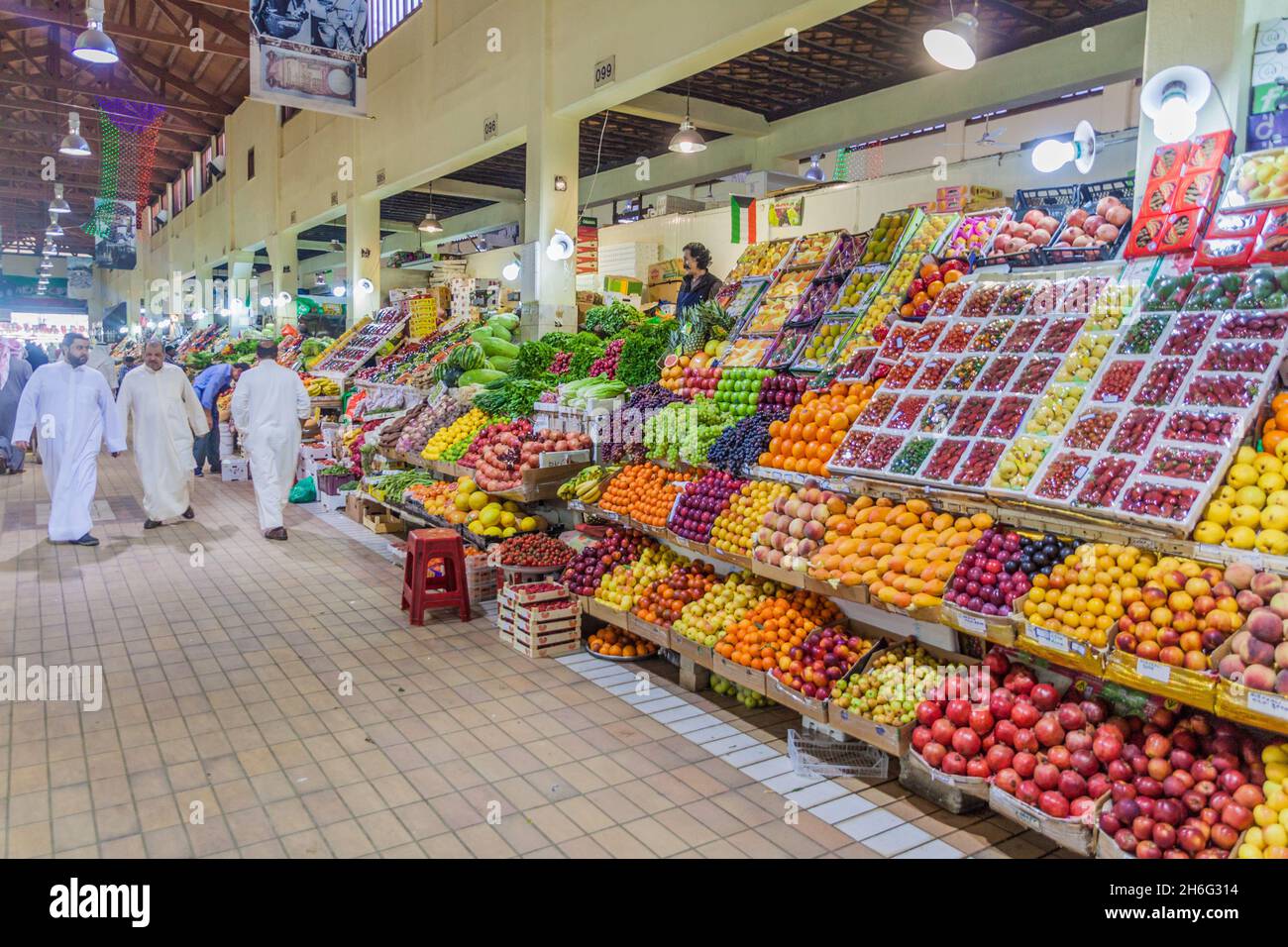 KUWAIT CITY, KUWAIT - MARCH 17, 2017: Fruit stalls in the Souq market ...