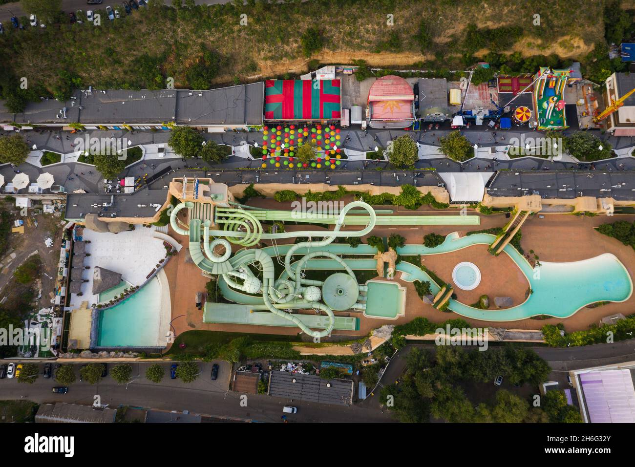 Waterpark on the Arcadia promenade in Odesa, view from a drone Stock ...