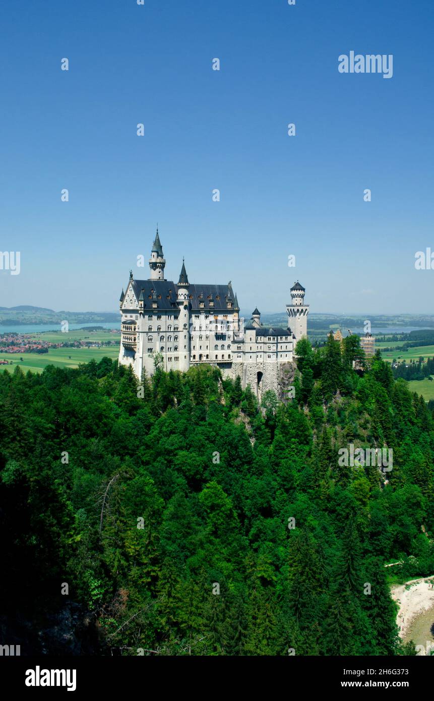 Fussen, Germany - June 29, 2019: Neuschwanstein Castle shrouded in mist ...