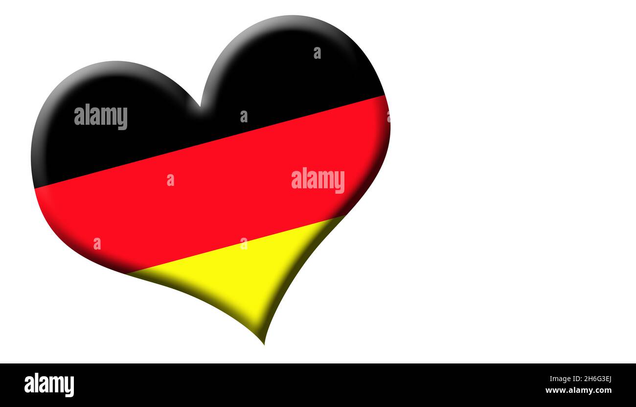 Heart in Germany colors against white background, 3d illustration Stock ...