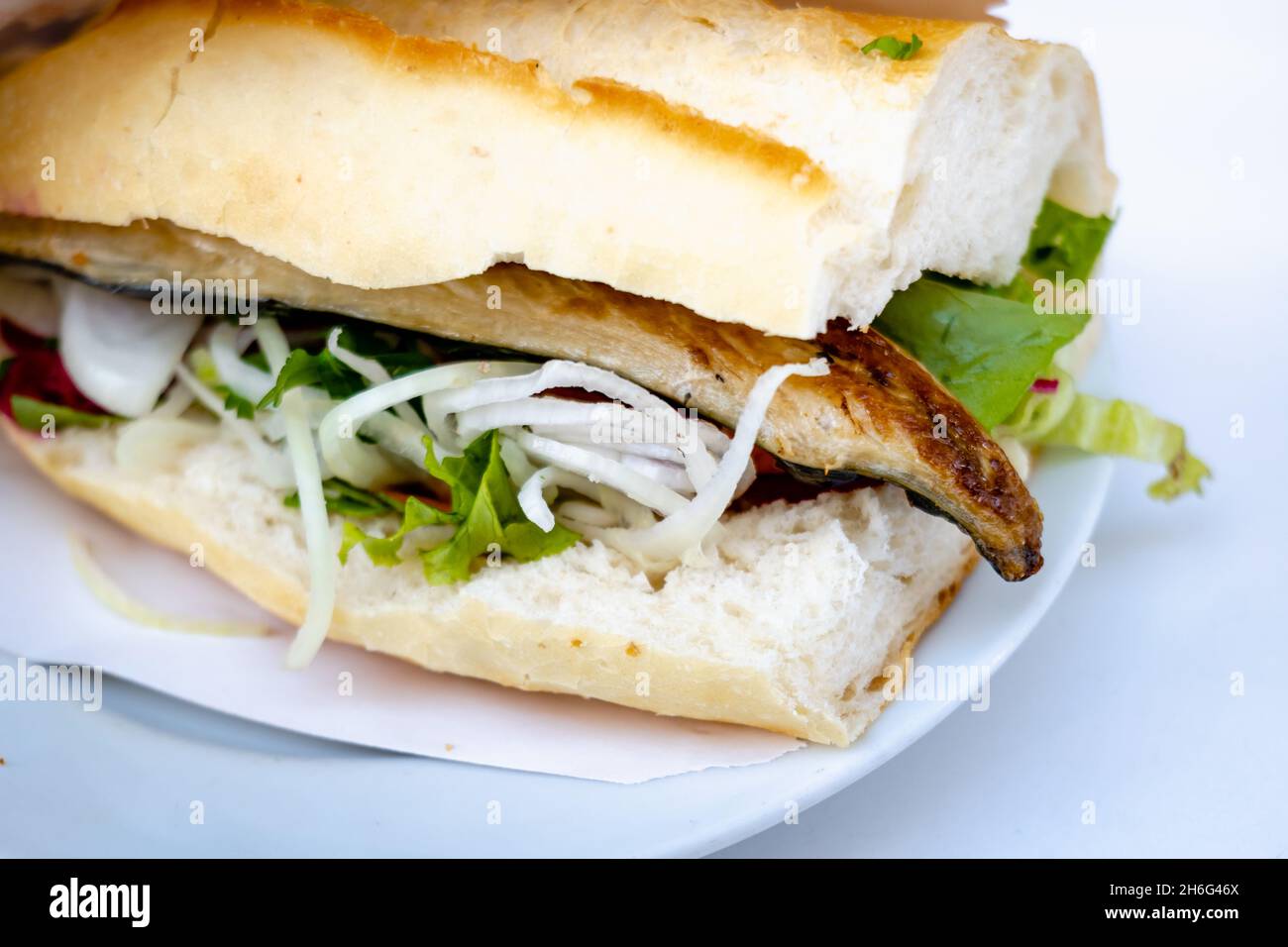 Balik Ekmek, Turkish fish sandwitch with mackerel, a popular street ...